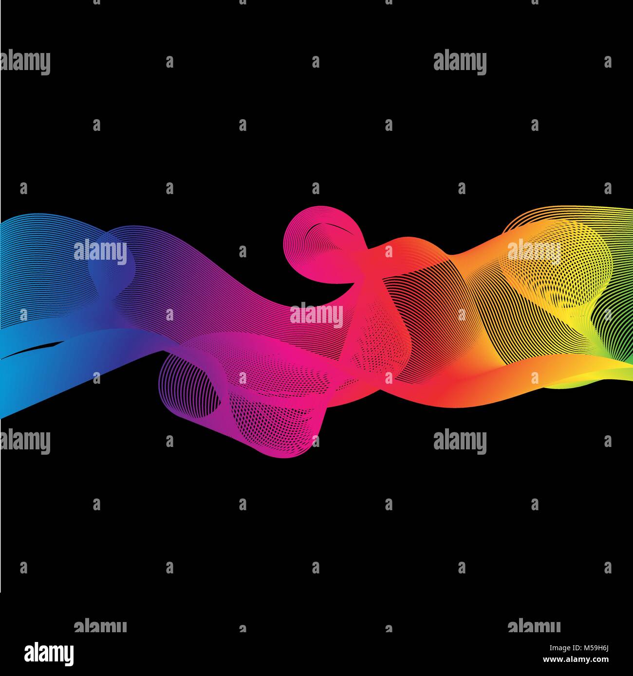 Great rainbow waves colorful gradient line on dark background, vector ...