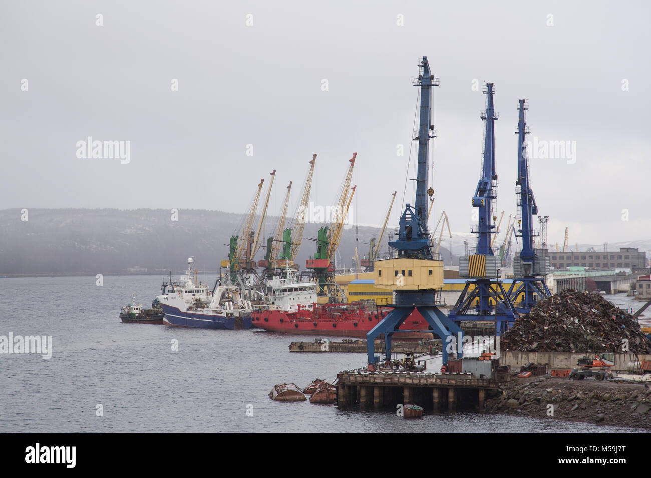 Murmansk, Russia - October 20th, 2017: Murmansk, view on a sea mooring ...
