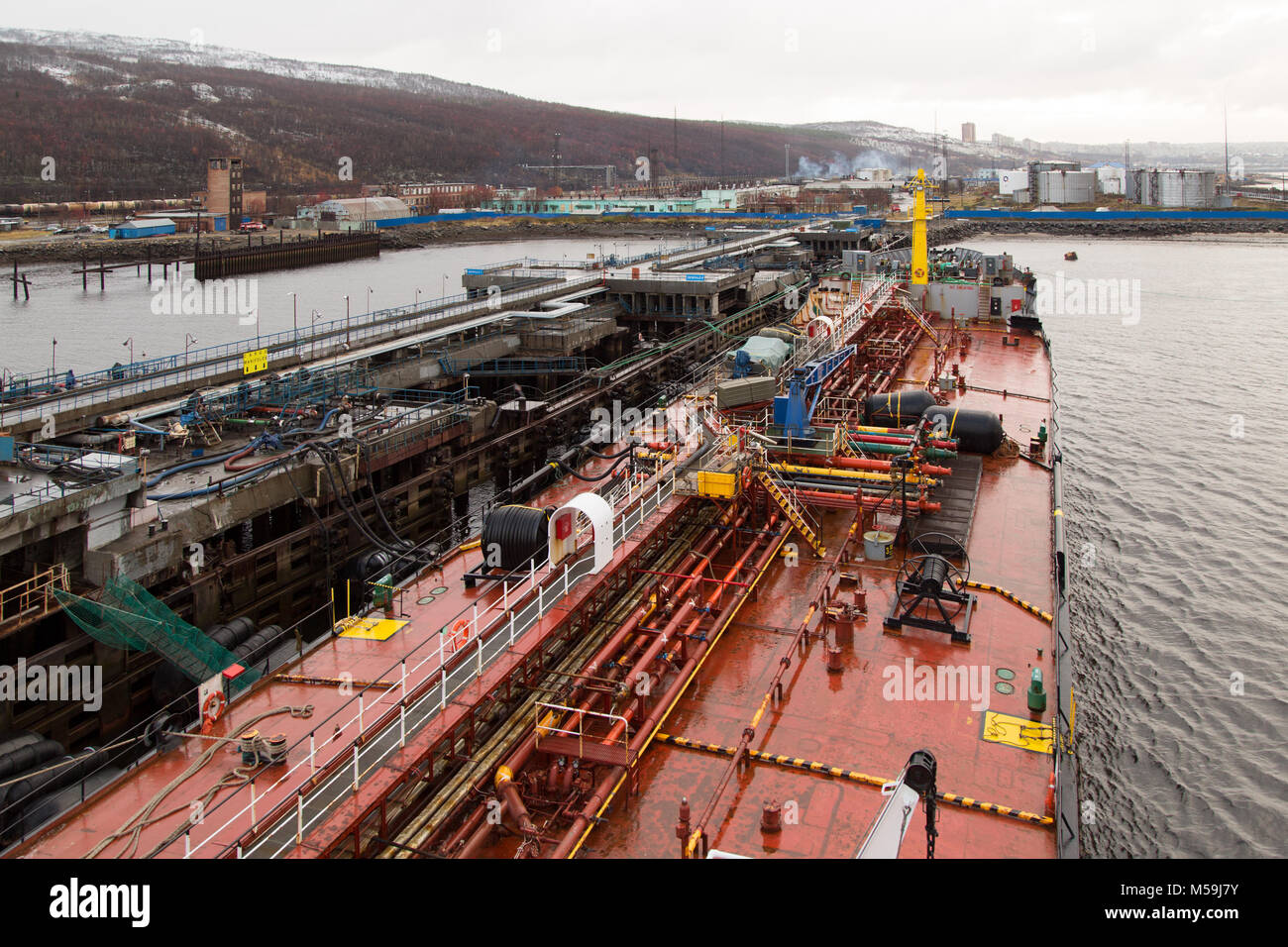 Murmansk, Russia - October 20th, 2017: Murmansk, a sea mooring of a oil ...
