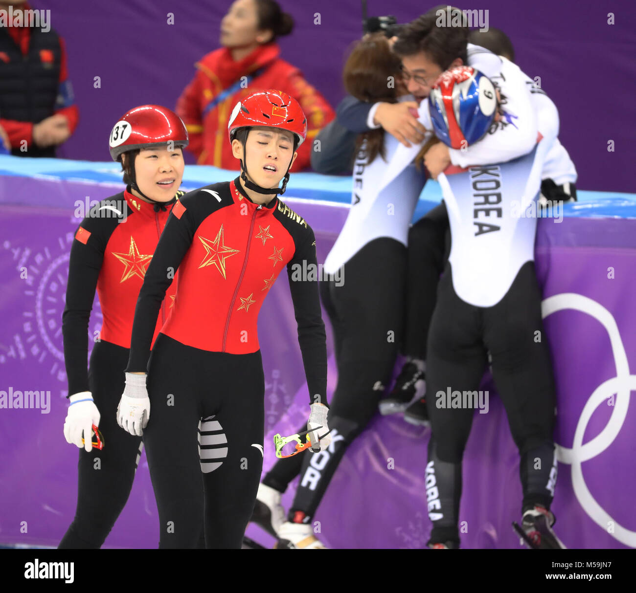 Gangneung, South Korea. 20th Feb, 2018. Chinese skaters ZHOU YANG and ...