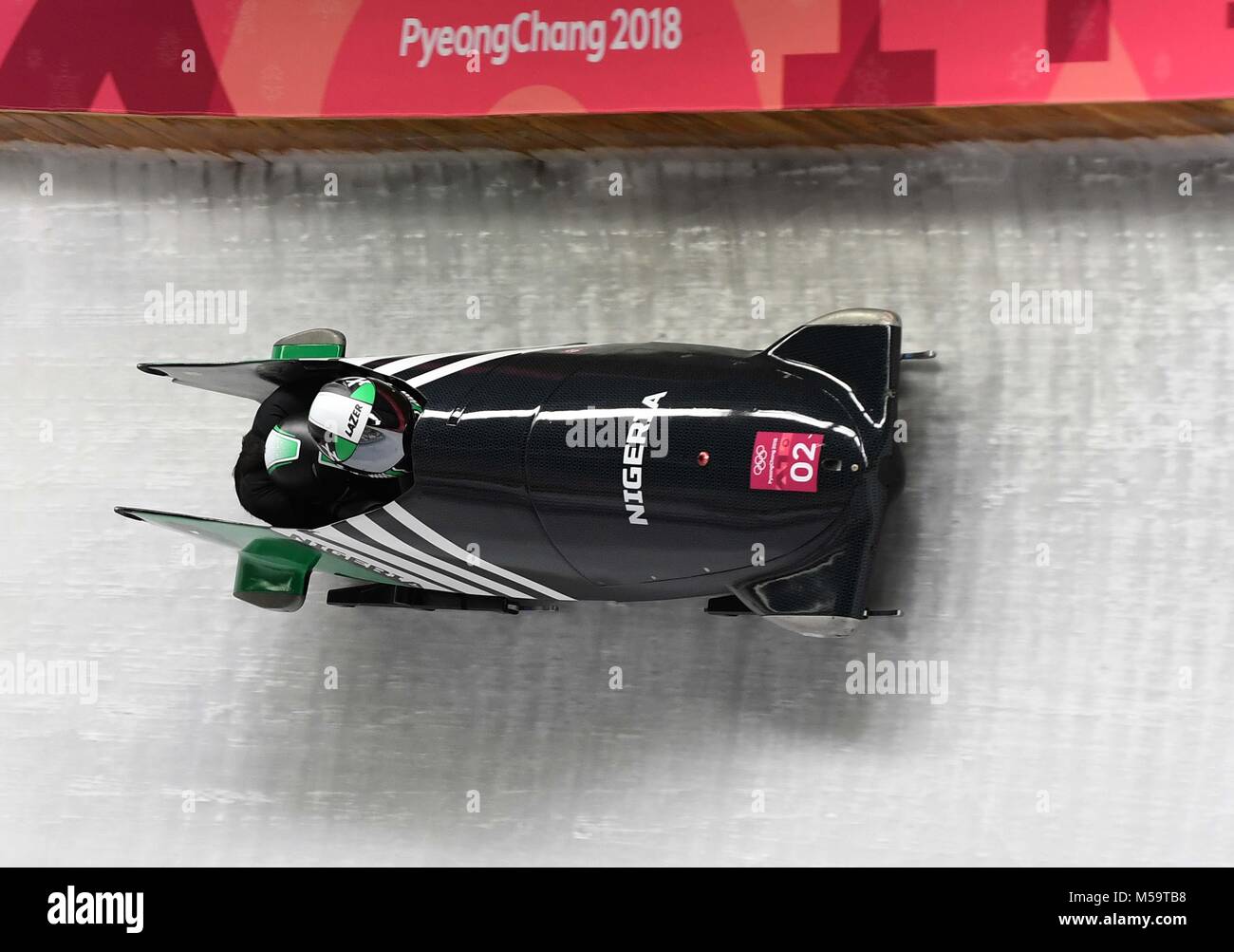 Pyeongchang , South Korea. 21st February, 2018. Seun Adigun (NGR) and ...