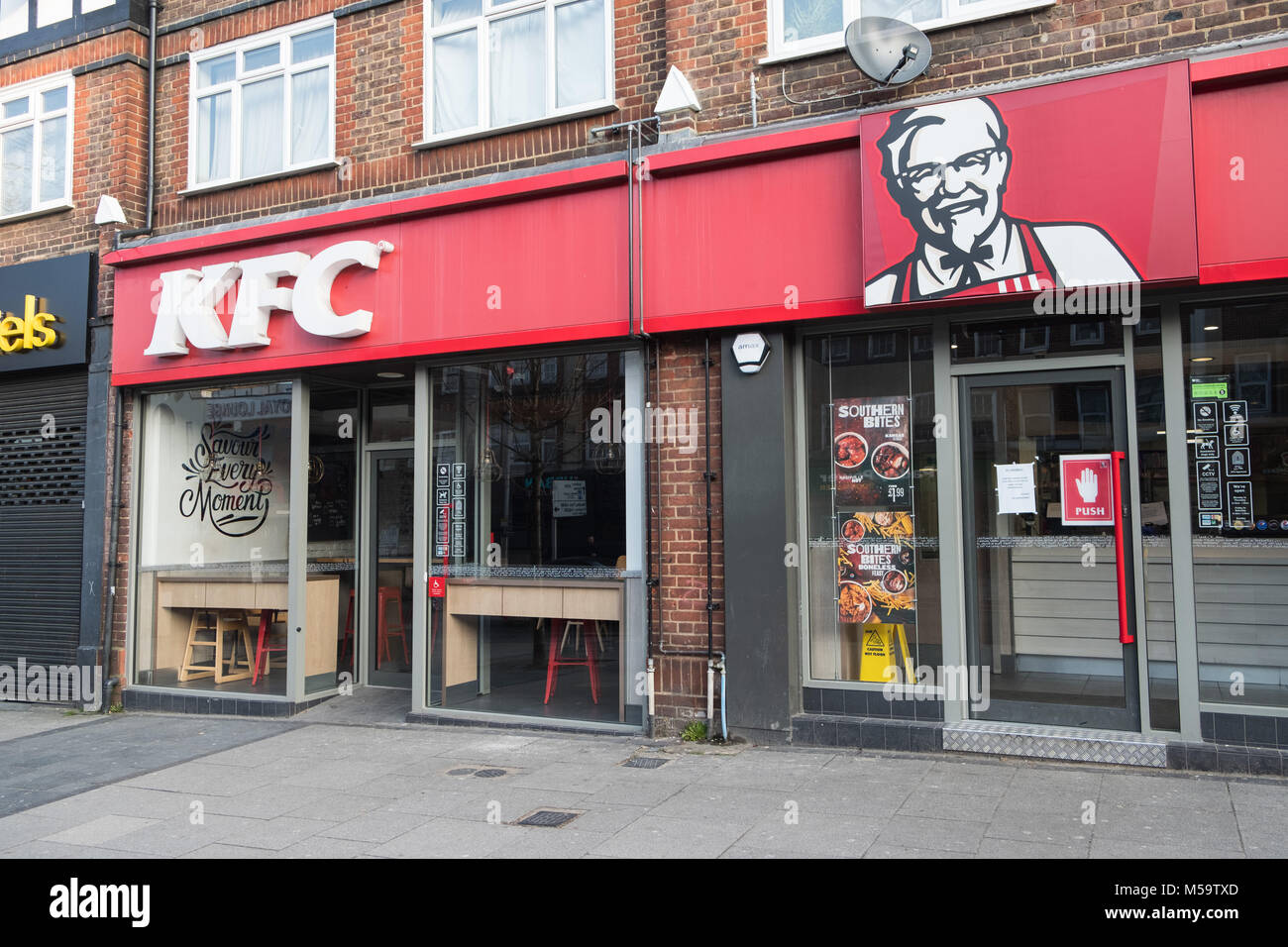 London, UK. 21st February, 2018. A closed KFC Shop in North London ...
