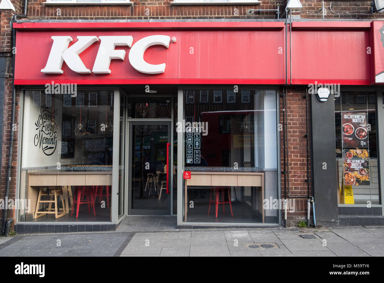 London, UK. 21st February, 2018. A closed KFC Shop in North London ...