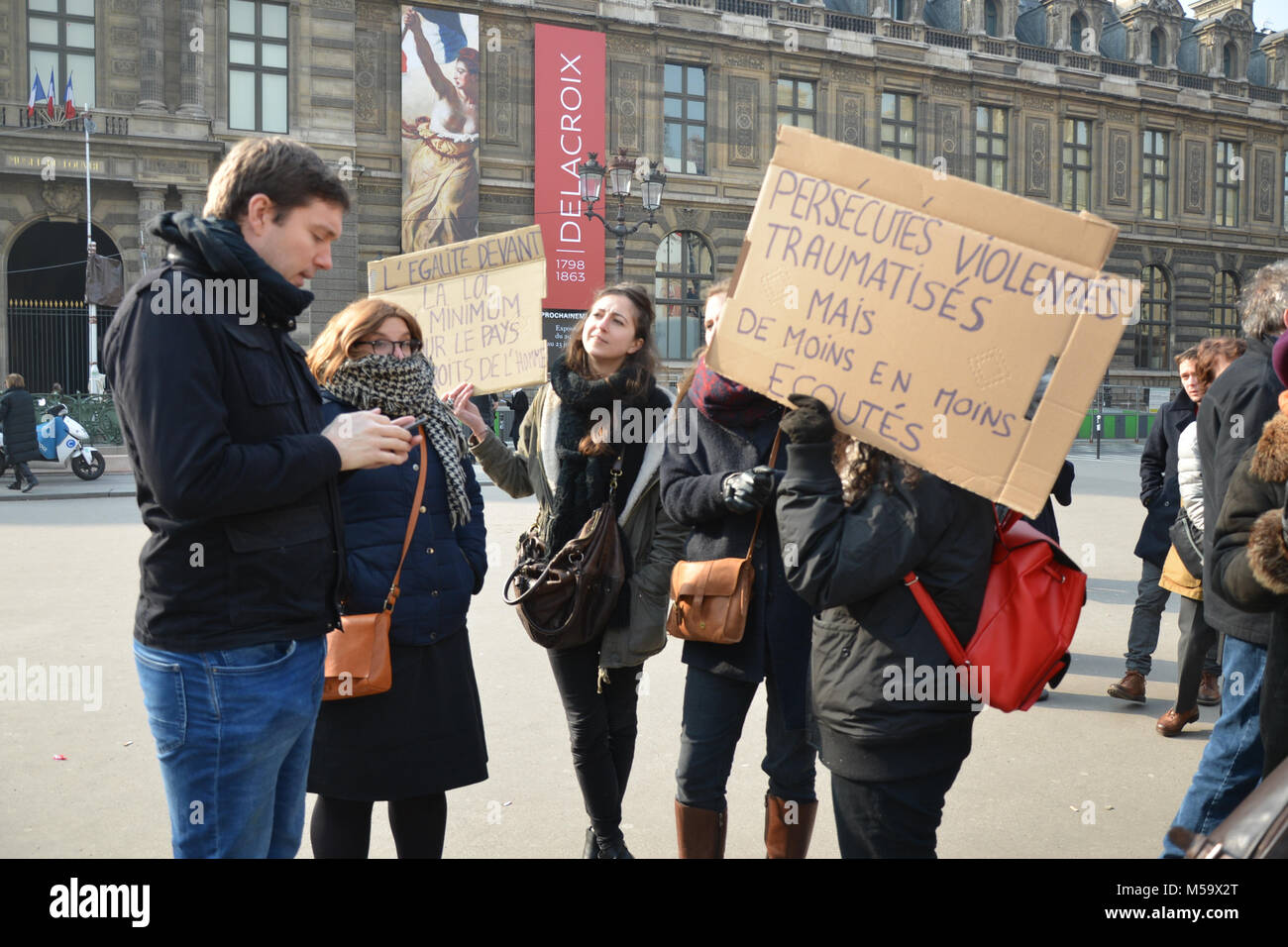 Paris France Place du Palais-Royal demonstration against law 'Asylum ...