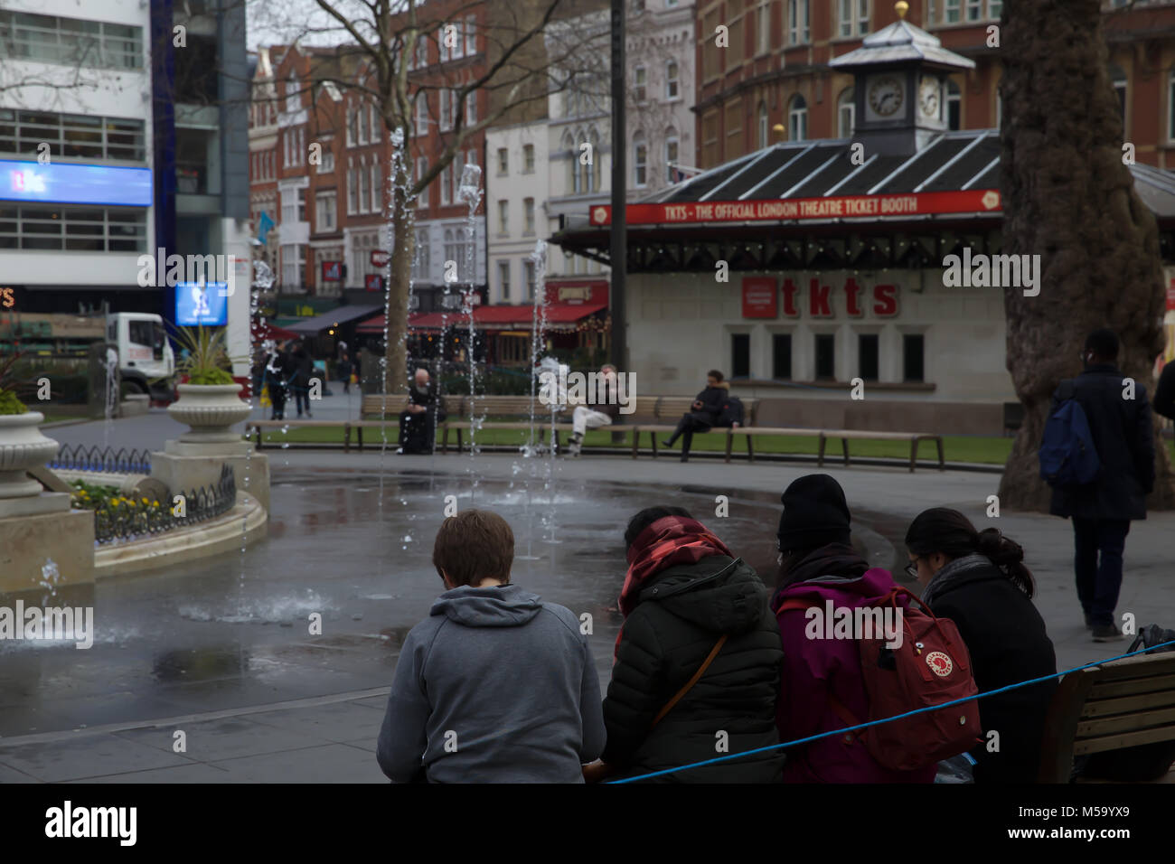 London, UK. 21st Feb, 2018. Dull and overcast day in London as people ...