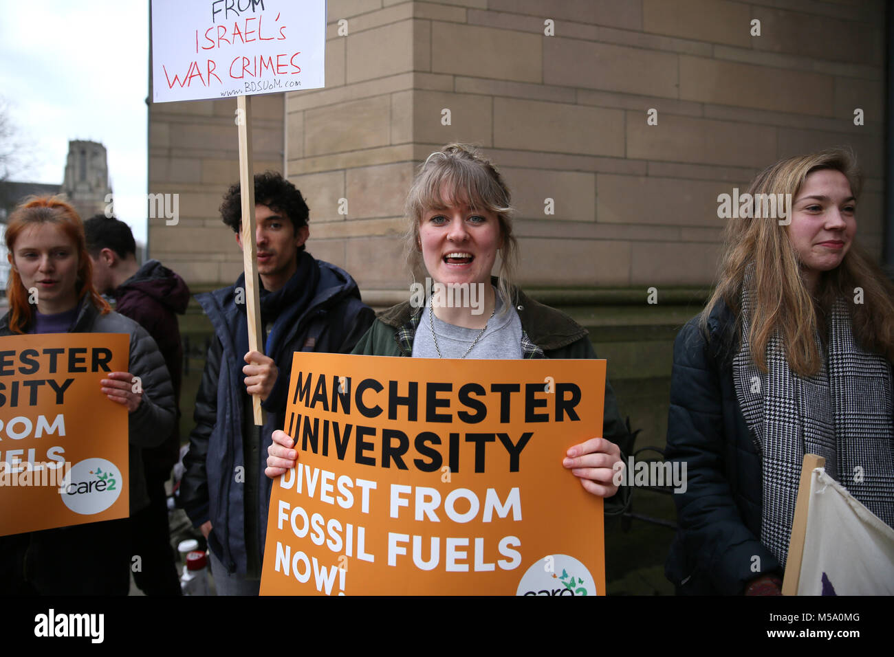 Manchester, UK. 21st February, 2018. Students protest calling for the ...