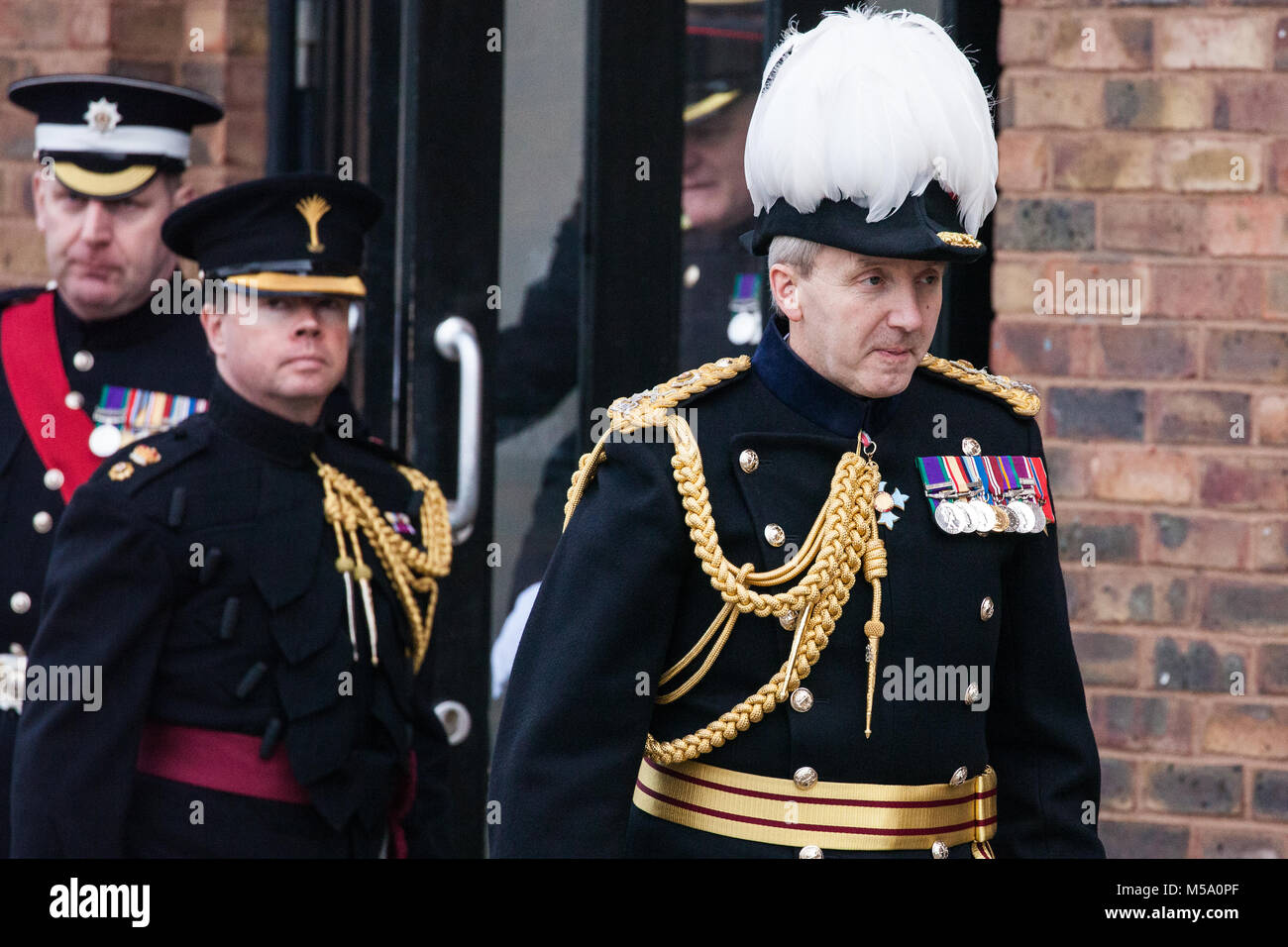 Windsor, UK. 21st February, 2018. Major General Ben Bathurst (r), the ...