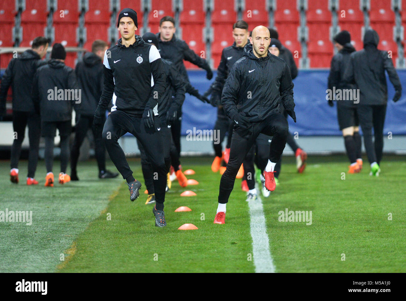 Pilsen, Czech Republic. 21st Feb, 2018. Players of the Partizan ...