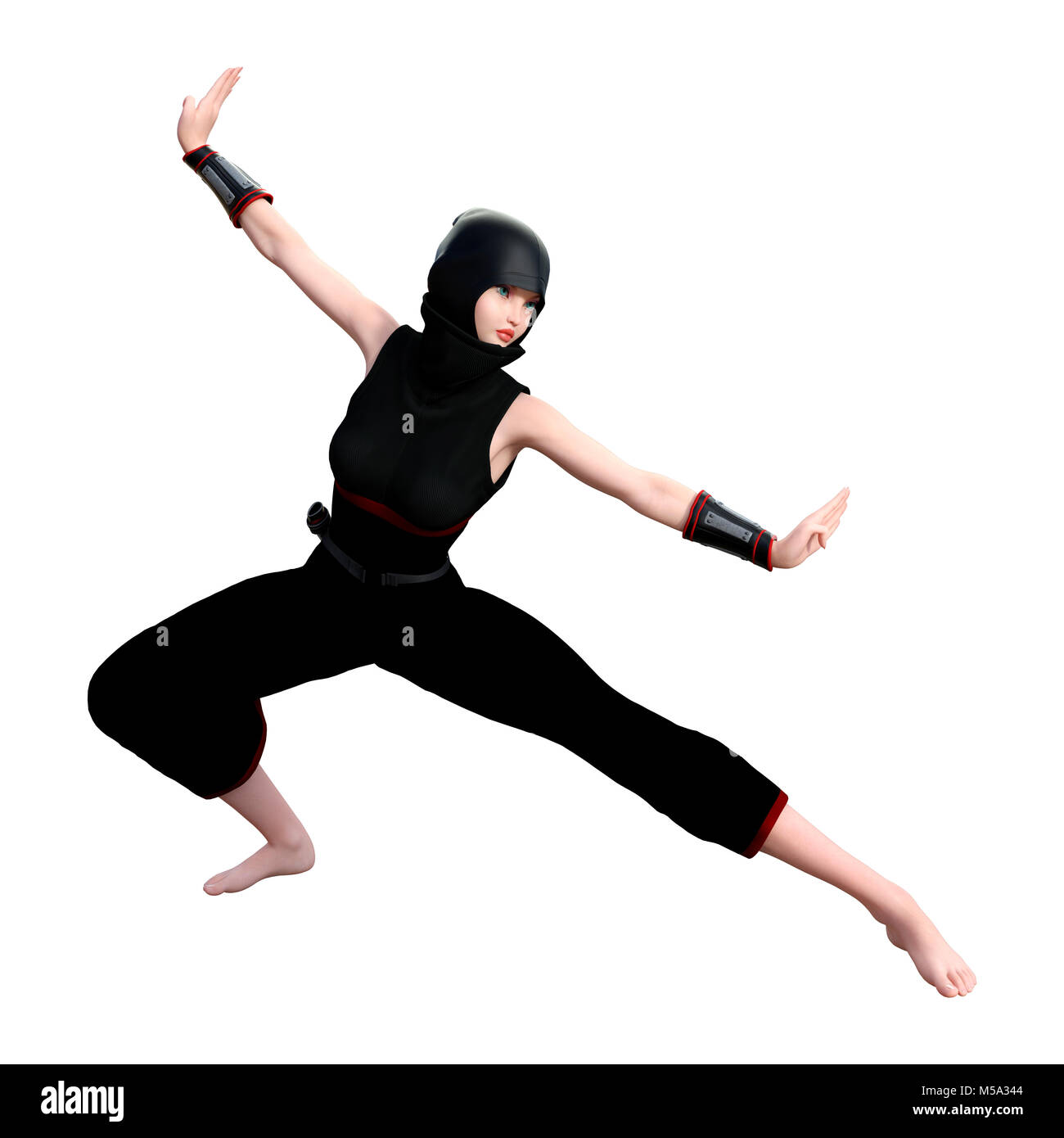 3D rendering of a female ninja isolated on white background Stock Photo ...