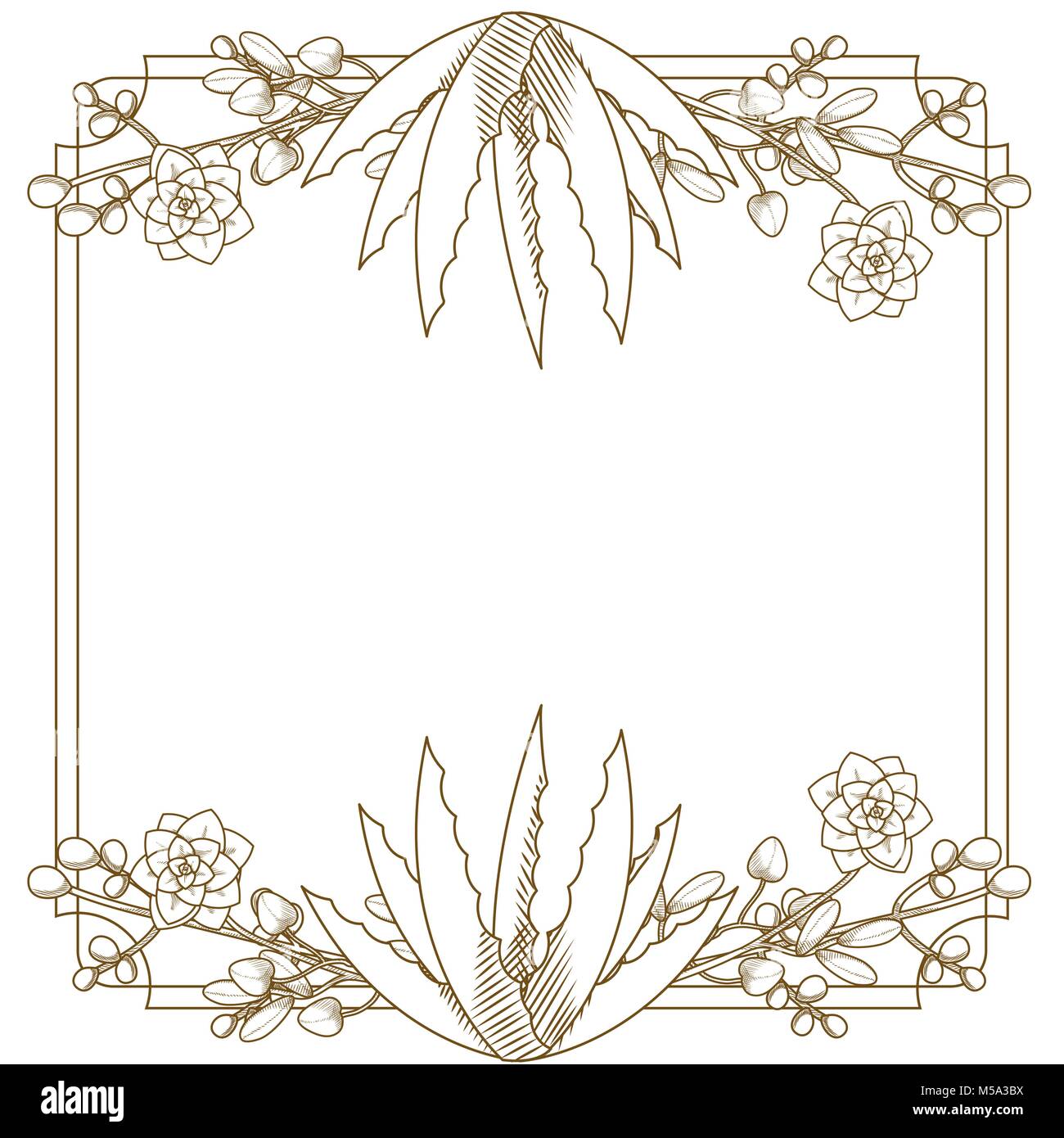 Emblem frame with flowers Stock Vector Image & Art - Alamy