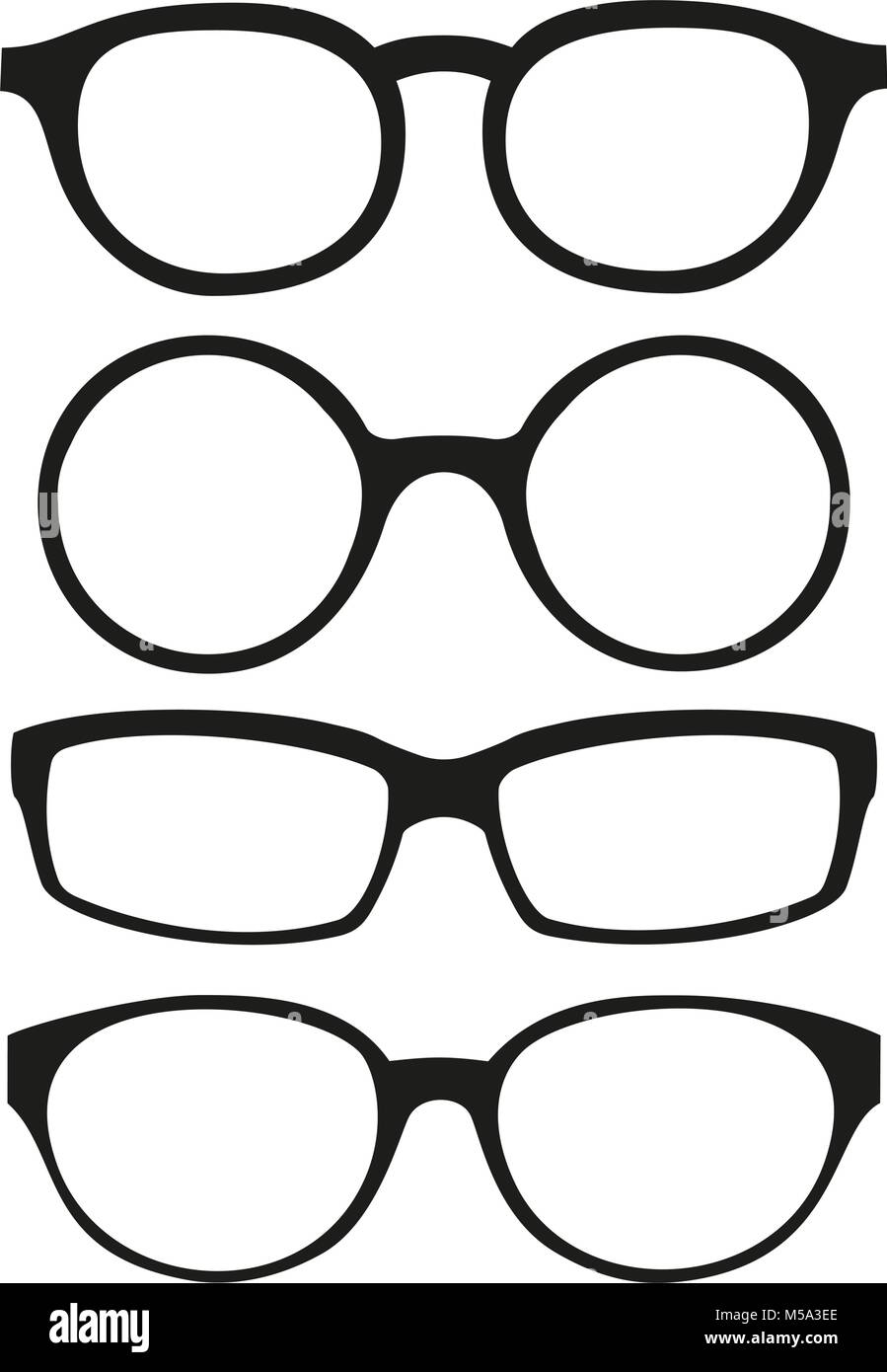 Cartoon icon poster glasses, spectacles silhouette set Stock Vector ...