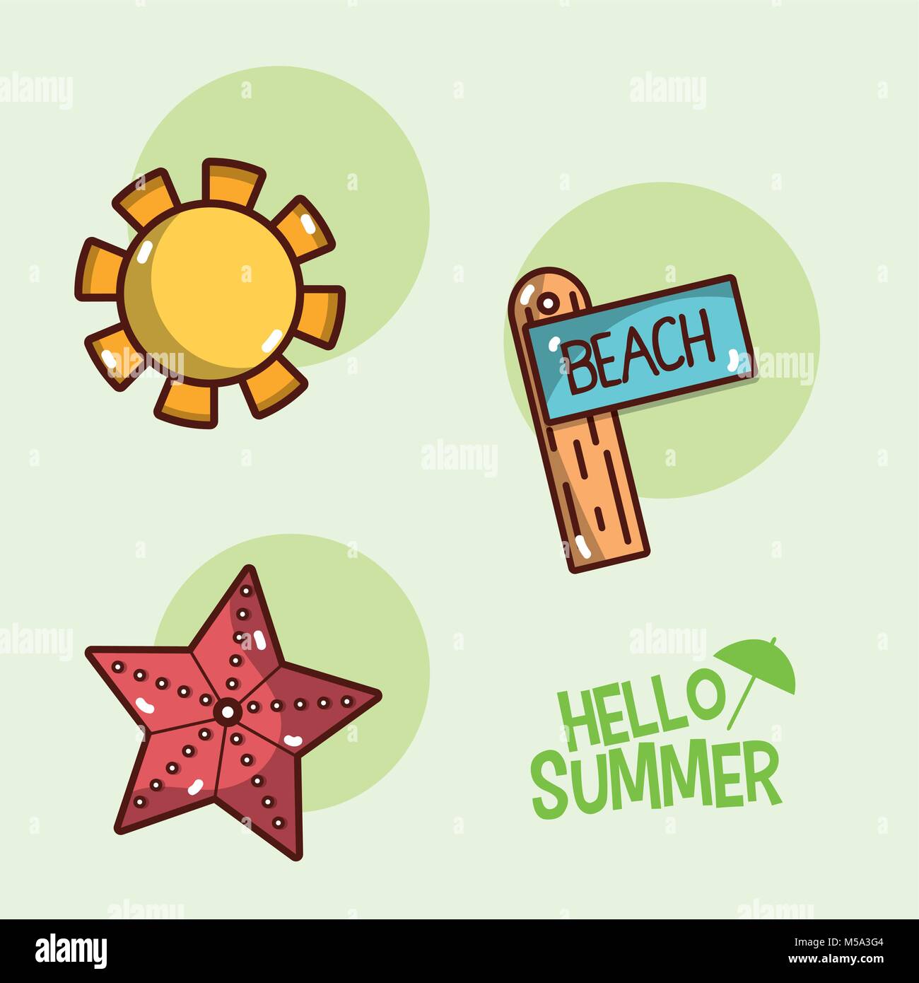 Hello summer icons cartoons Stock Vector Image & Art - Alamy