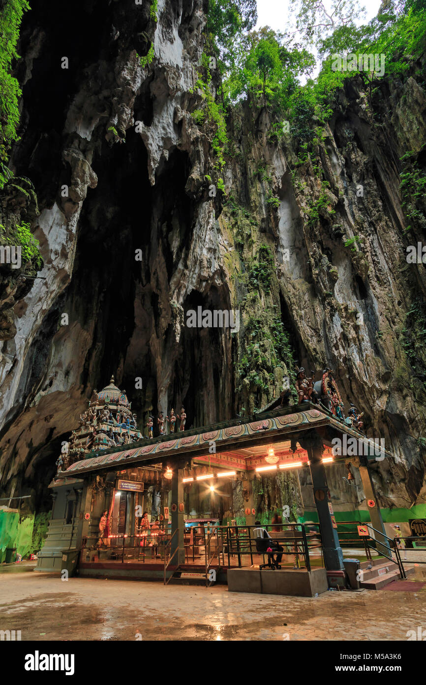 Temple inside the Batu Caves in Kuala Lumpur, Malaysia. Batu Caves are ...