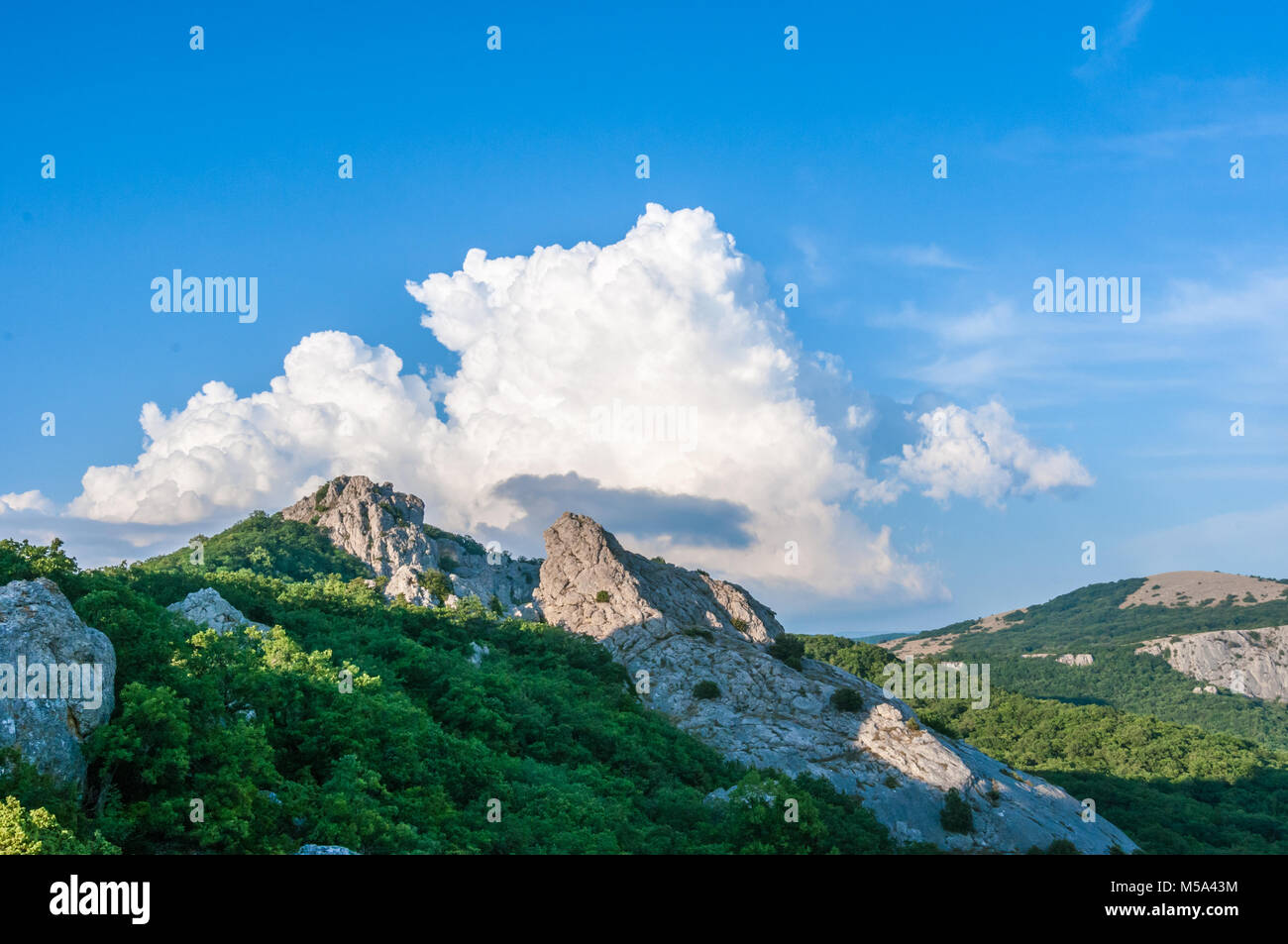 Blue sky with clouds Over the Crimean Mountains The Temple Of The Sun ...
