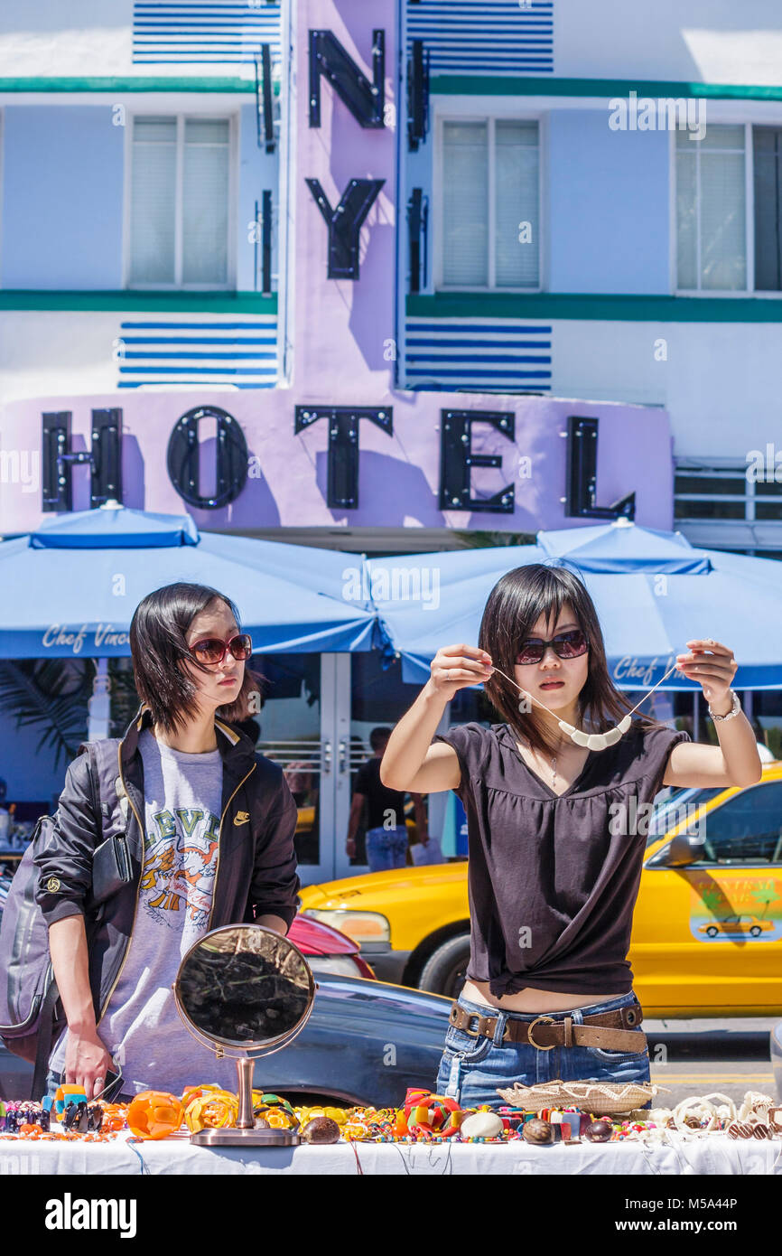 Miami Beach Florida,Ocean Drive,Asian woman female women,girls,teen ...