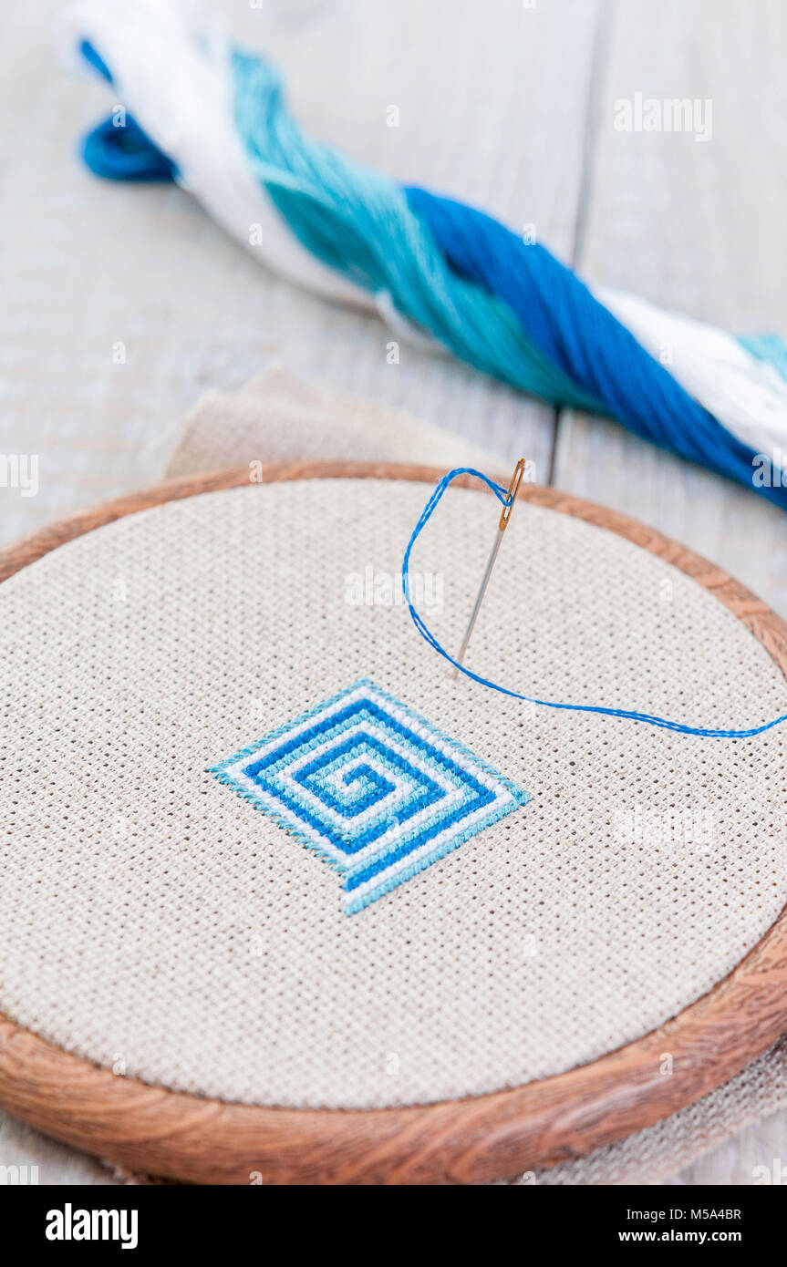 Set for embroidery, embroidery hoop and embroidery thread, selective ...