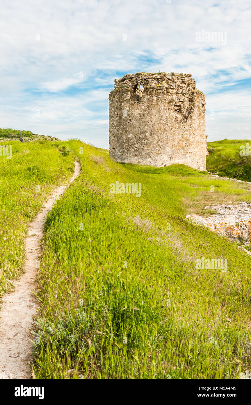 The ruins of the ancient fortress in Crimea, Inkerman. The ruins of the ...