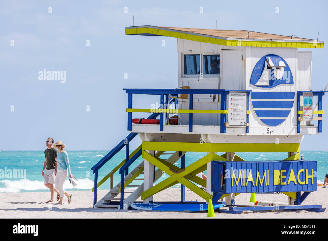 Miami Beach Florida,Atlantic Ocean water lifeguard stand,safety,couple ...