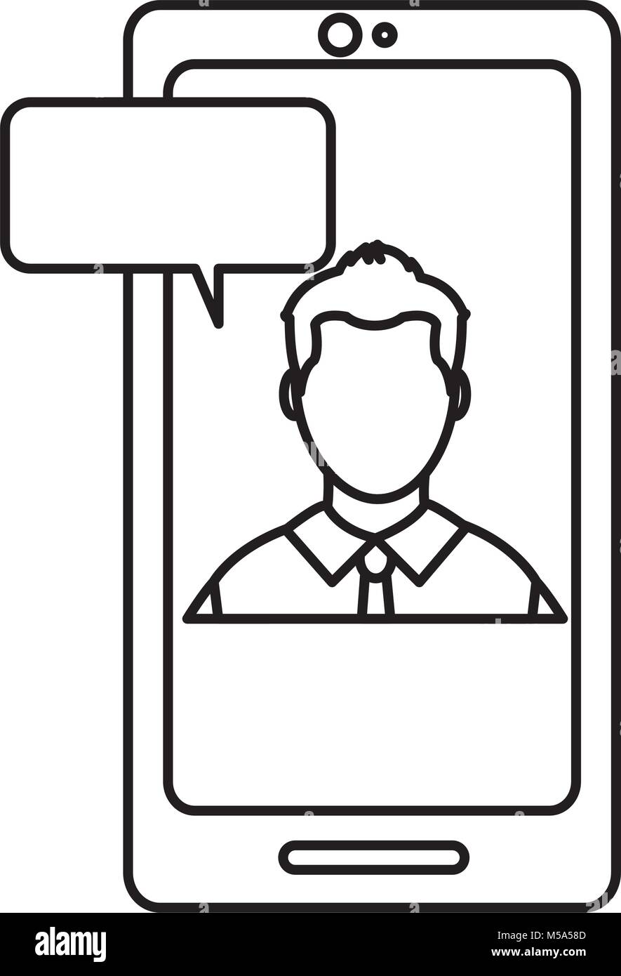 line user man faceless inside smartphone with chat bubble Stock Vector ...