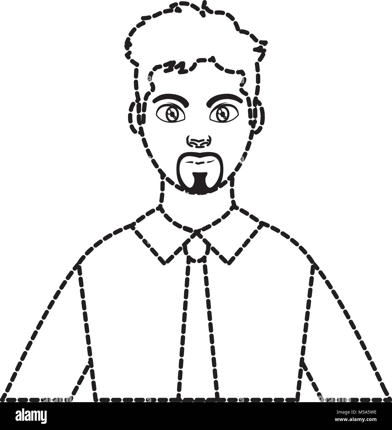 dotted shape profile man with elegant shirt and hairstyle Stock Vector ...