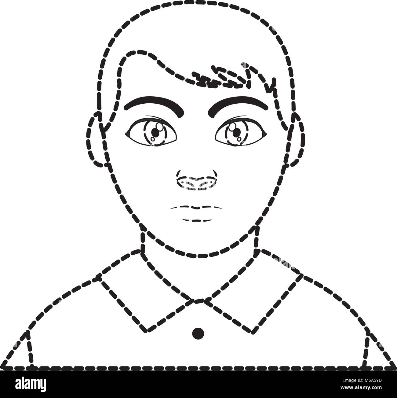 dotted shape user man with hair and elegant hair Stock Vector Image ...