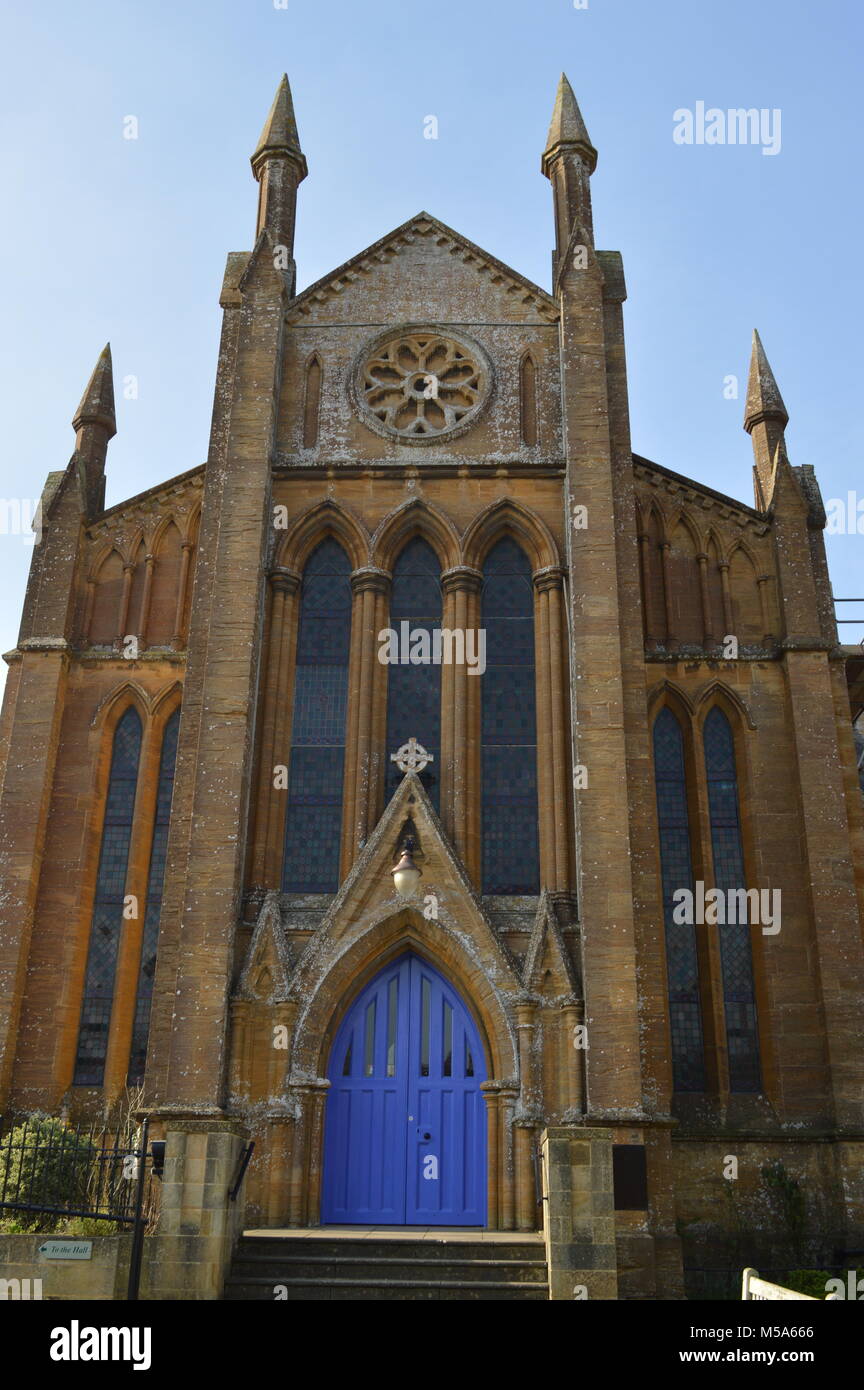 Historic church front elevation in man street Sherborne, Dorset UK in ...
