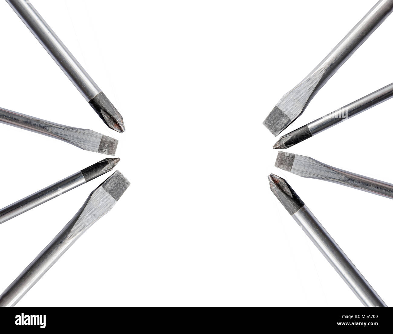 Shiny metal tool screwdriver for repair with several heads Stock Photo ...