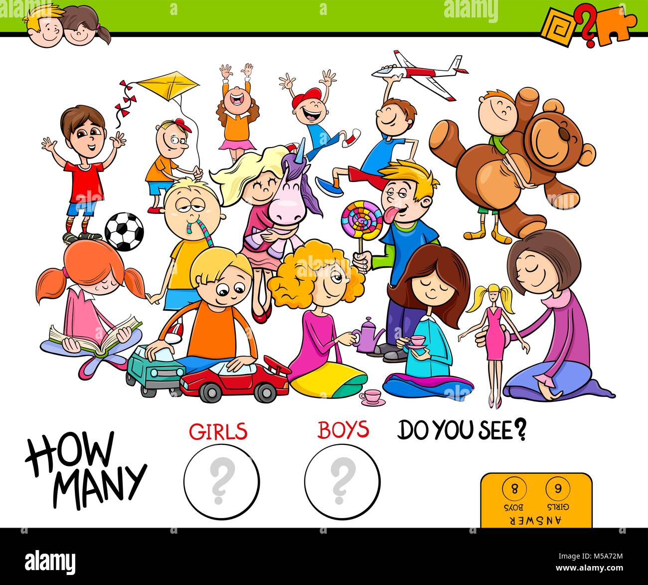 Cartoon Illustration of Educational Counting Game for Children with ...