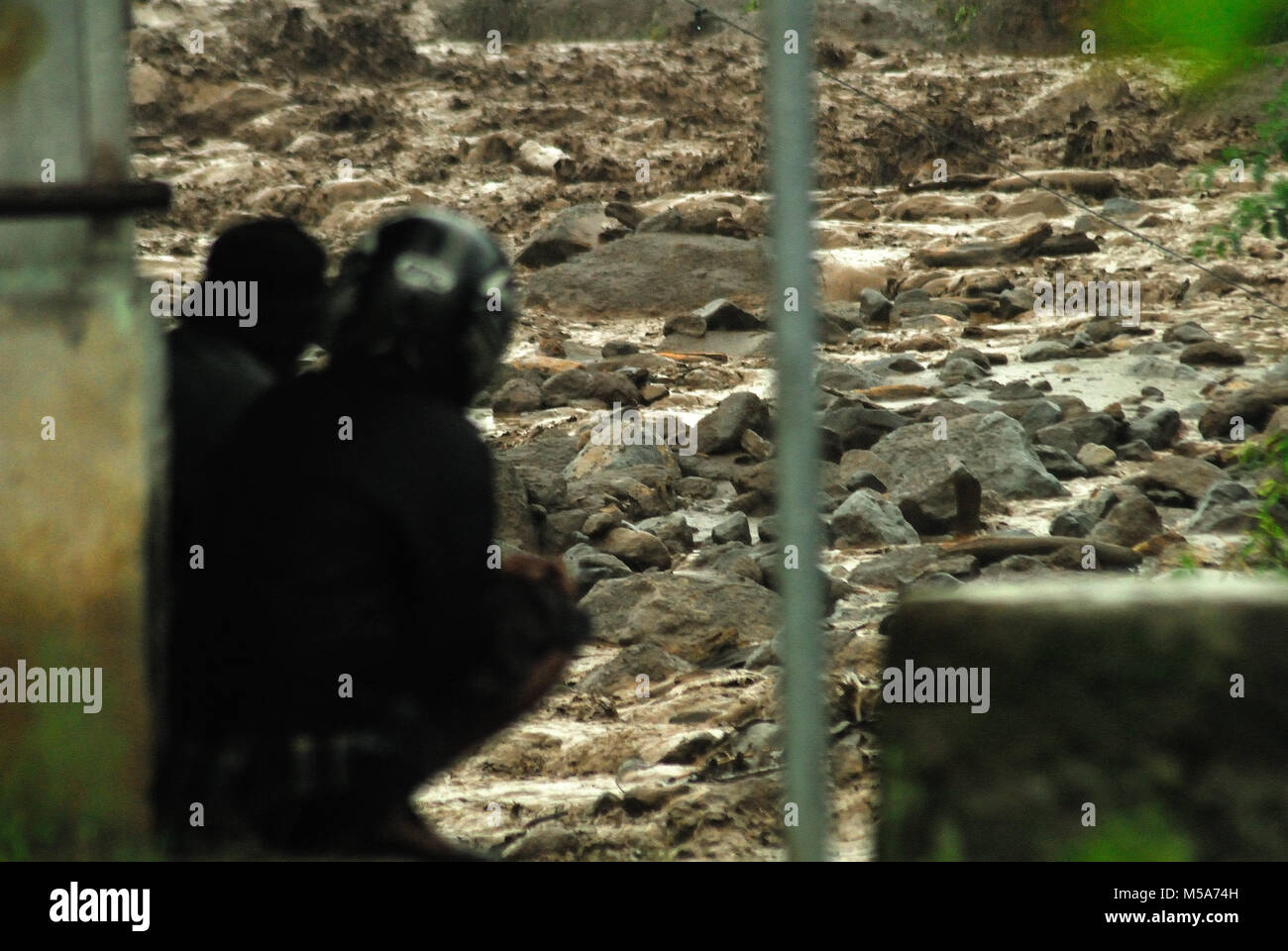 Indonesia. 21st Feb, 2018. Cold lava floods as a result of the eruption ...