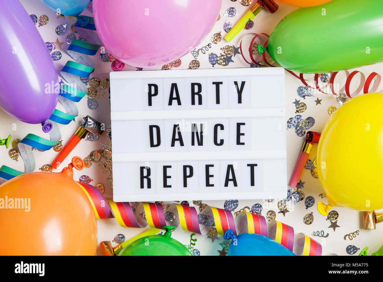 Party celebration background with party dance repeat message on a ...
