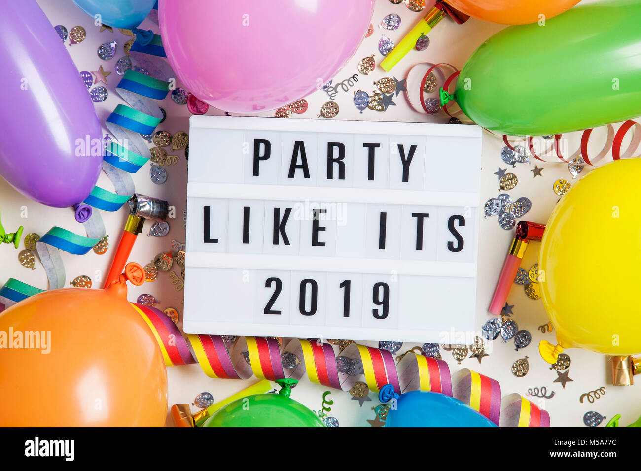 Party celebration background with party message on a lightbox Stock ...