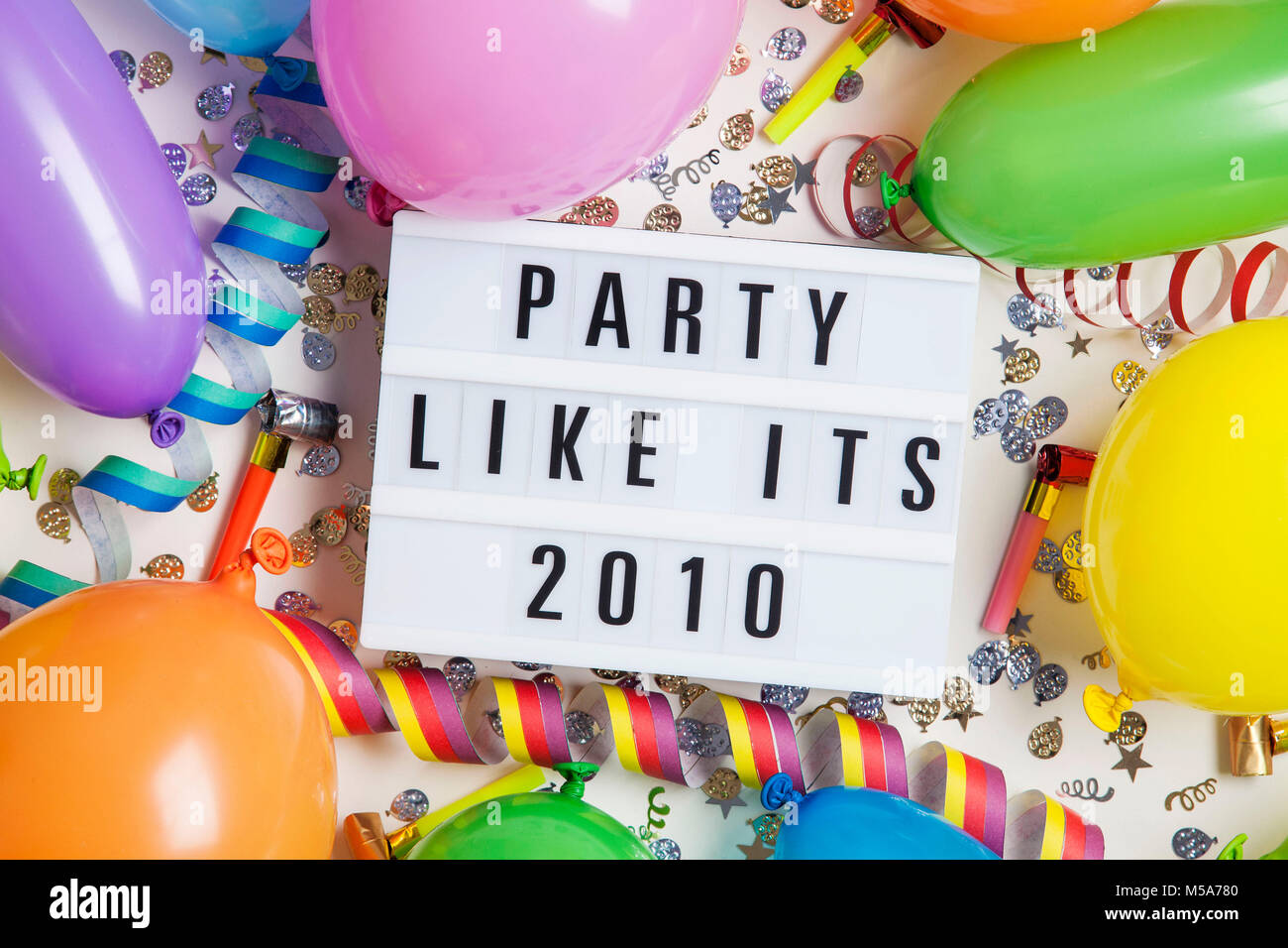 Party celebration background with party message on a lightbox Stock ...