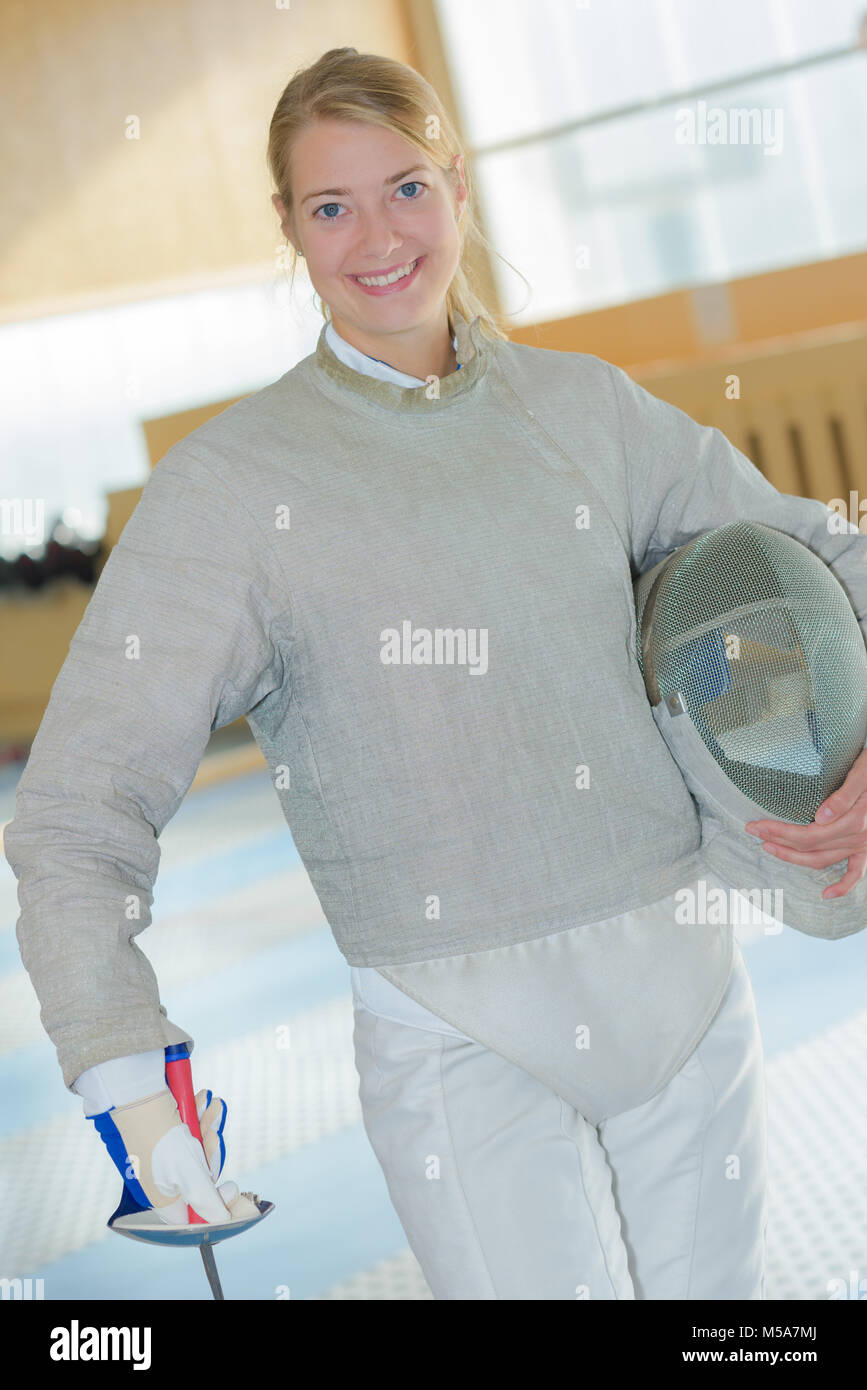 Portrait of female fencer Stock Photo - Alamy