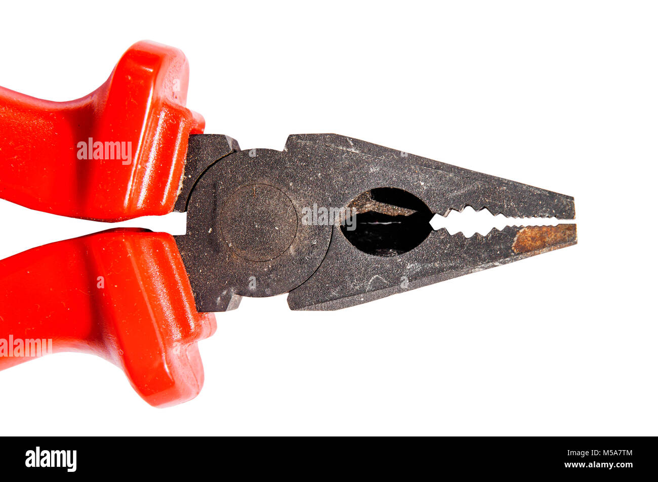 Red grip steel engineer equipment pliers with clipping path for work ...