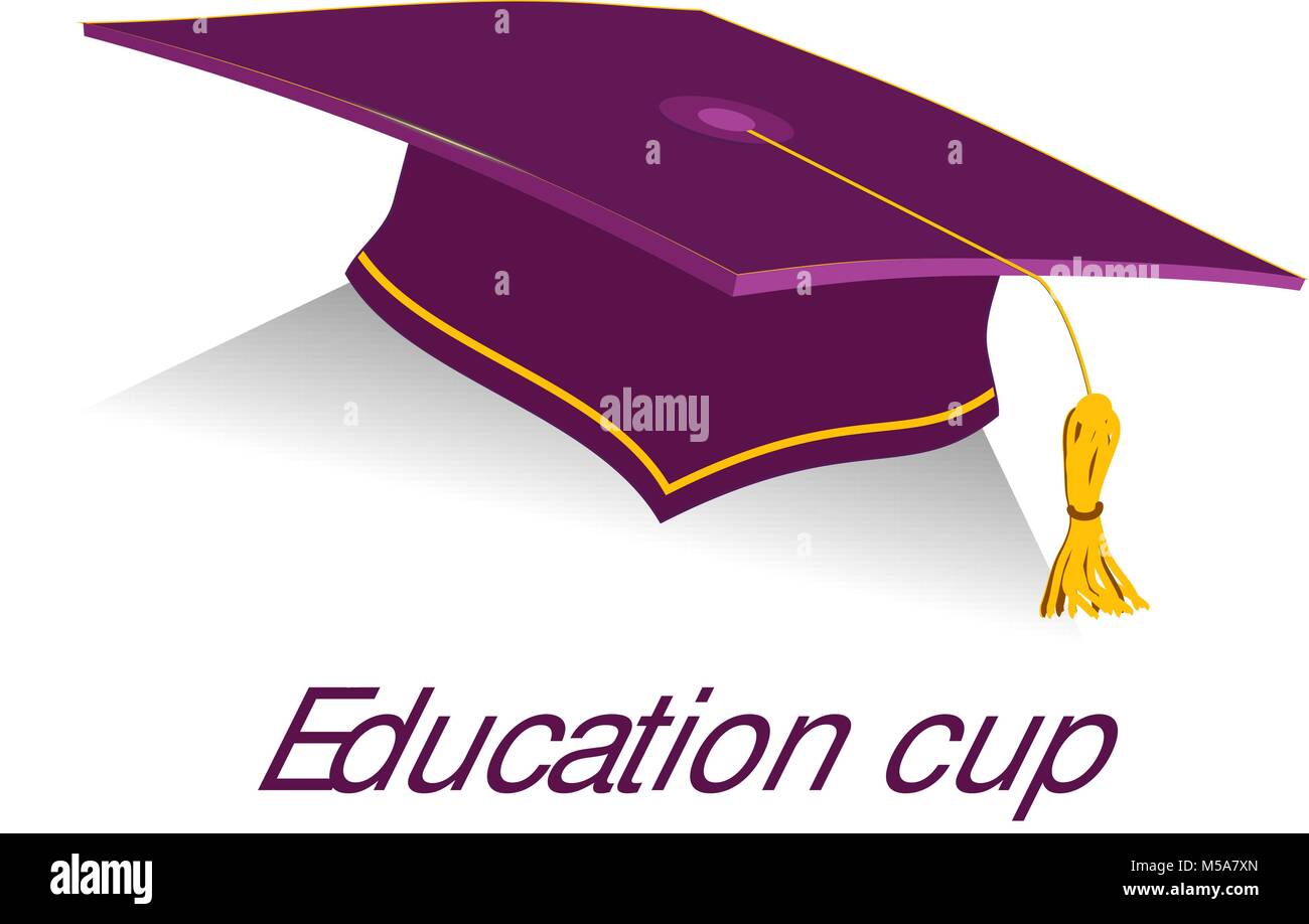 Burgyndy Education Cup with golden elements on white background on ...