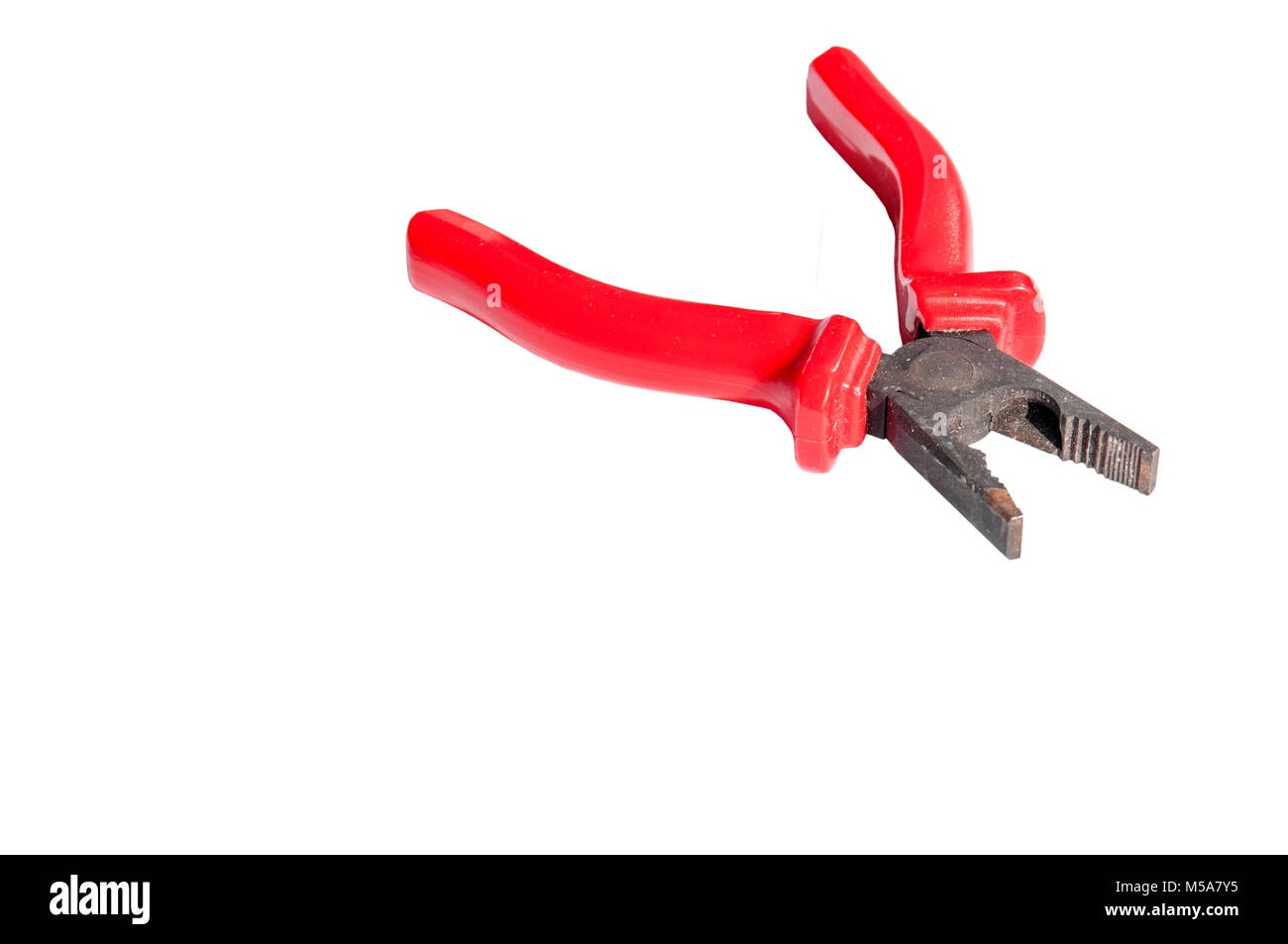Red grip steel engineer equipment pliers with clipping path for work ...