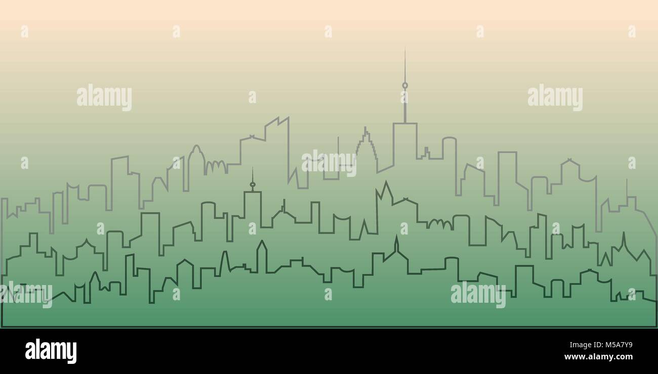 Outline of the city. Contour vector illustration of modern city ...