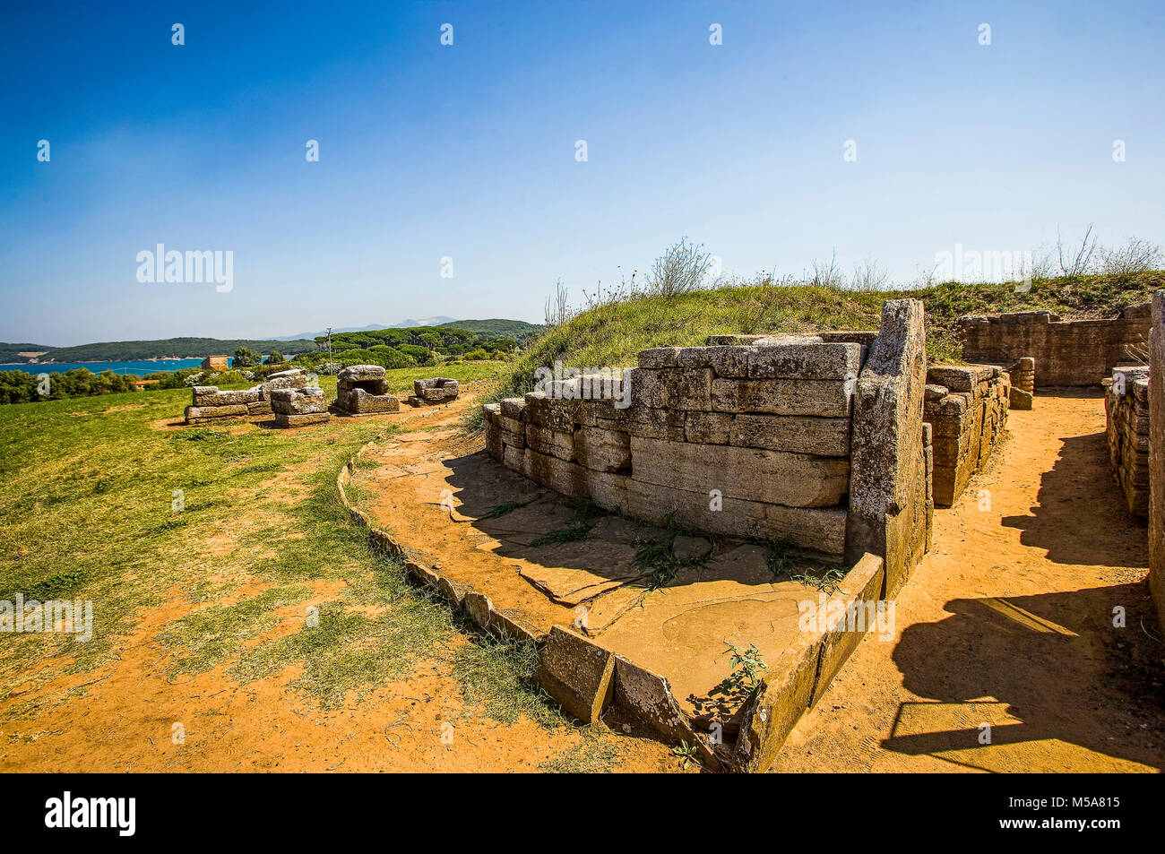 Italy, Tuscany, Baratti Archeologica Etruscan park, archeology,tomb of ...