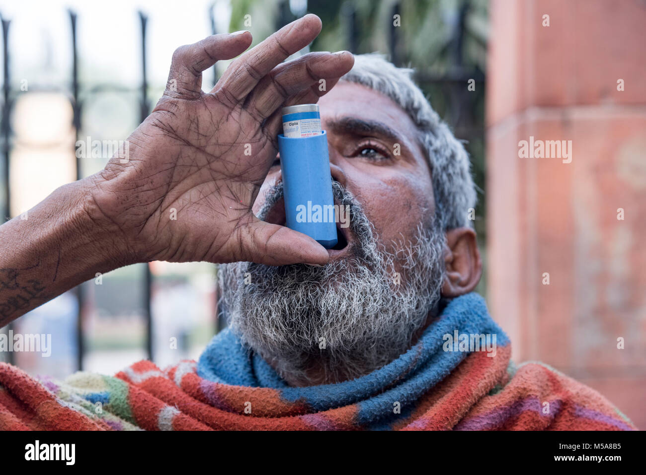 Man inhaler asthma with disease hi-res stock photography and images - Alamy
