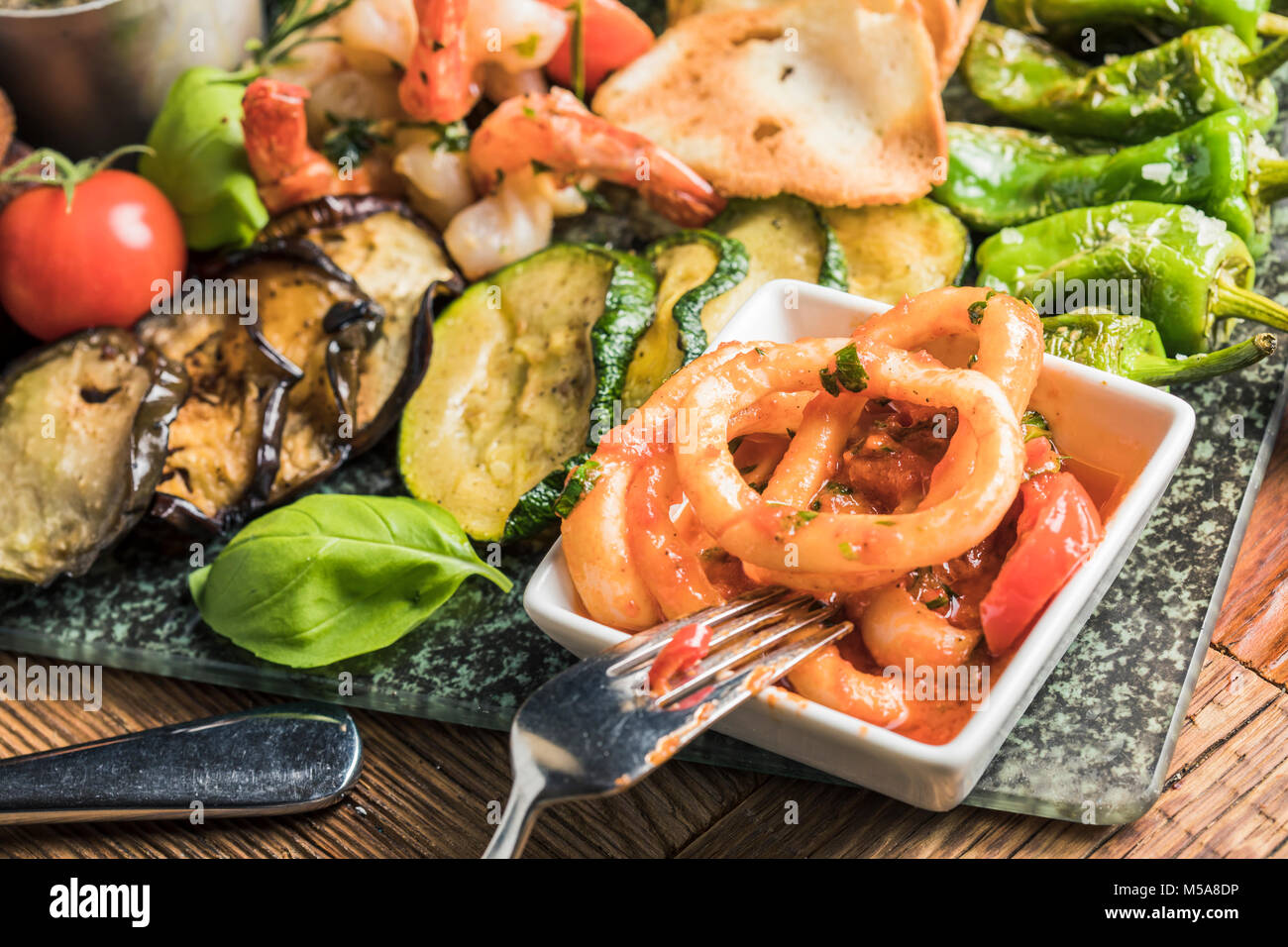 delicious rustic spanish mediterranean tapas starters finger food Stock ...