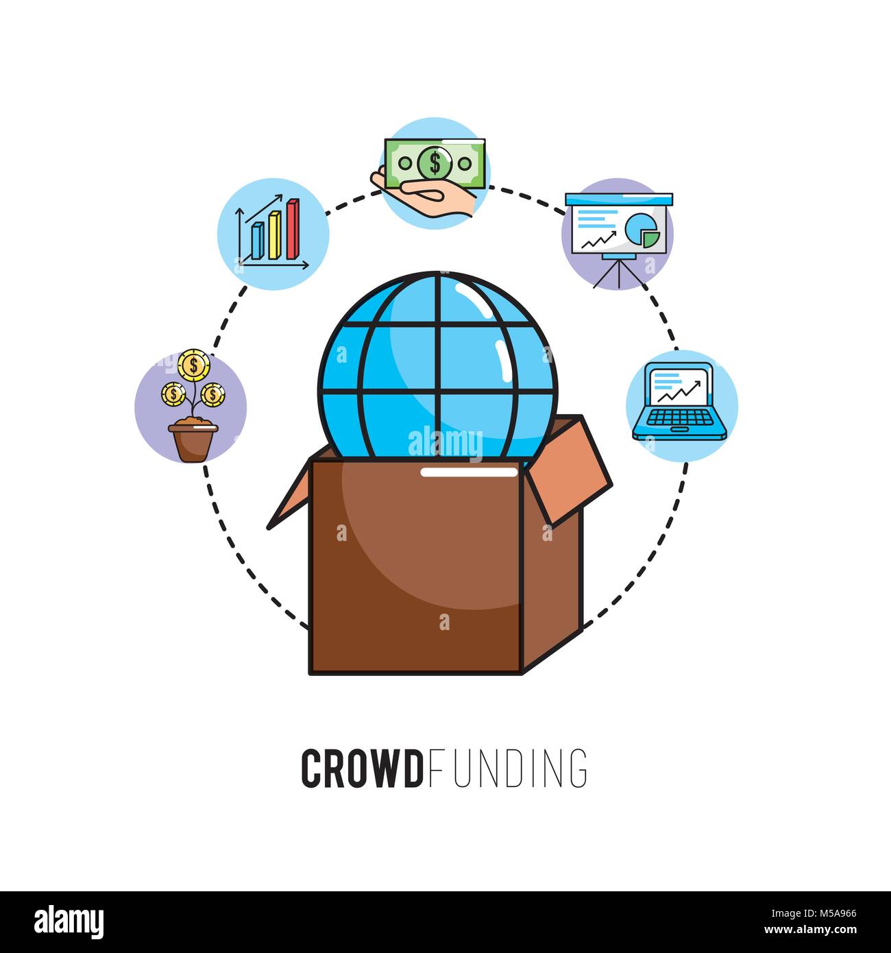 crowdfunding strategy project to finance support Stock Vector Image ...