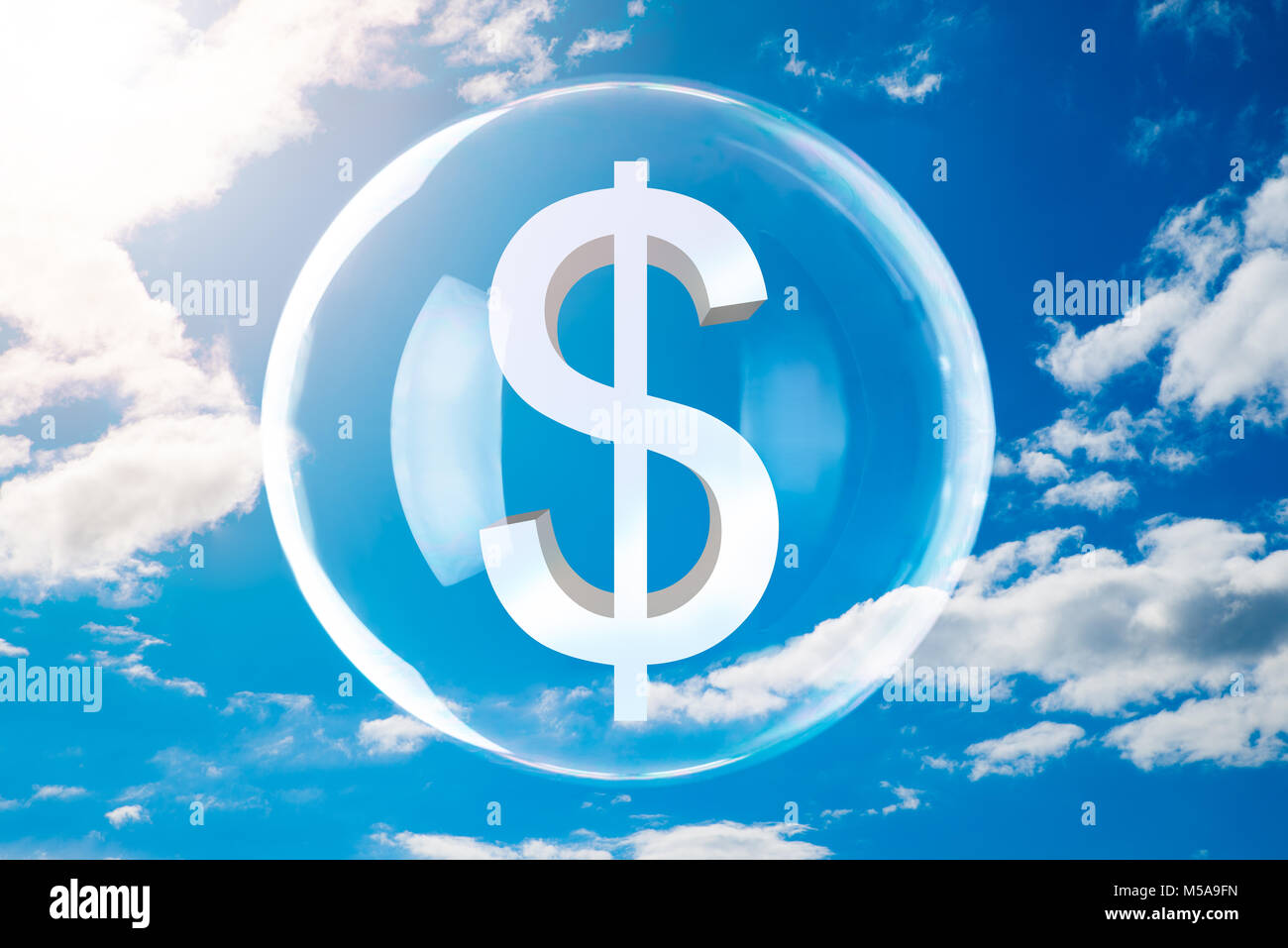 Close-up Of Dollar Sign Inside Bubble Against Cloudy Sky Stock Photo ...