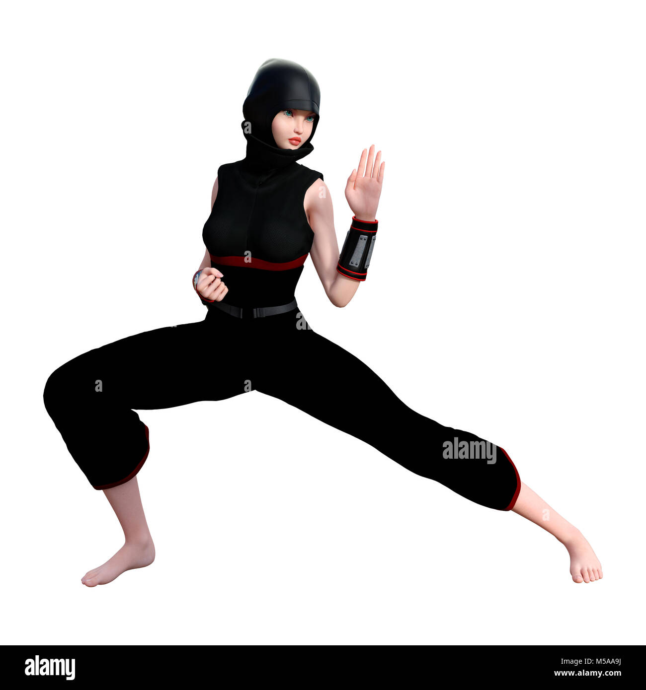 3D rendering of a female ninja isolated on white background Stock Photo ...
