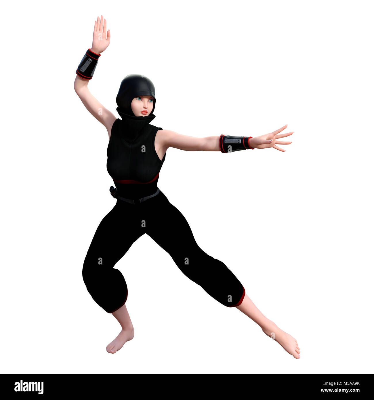 3D rendering of a female ninja isolated on white background Stock Photo ...