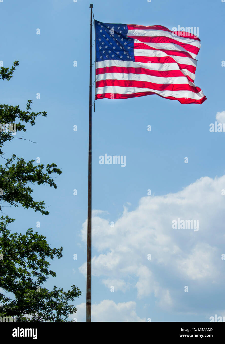 American Flag Proudly Flying High Stock Photo - Alamy
