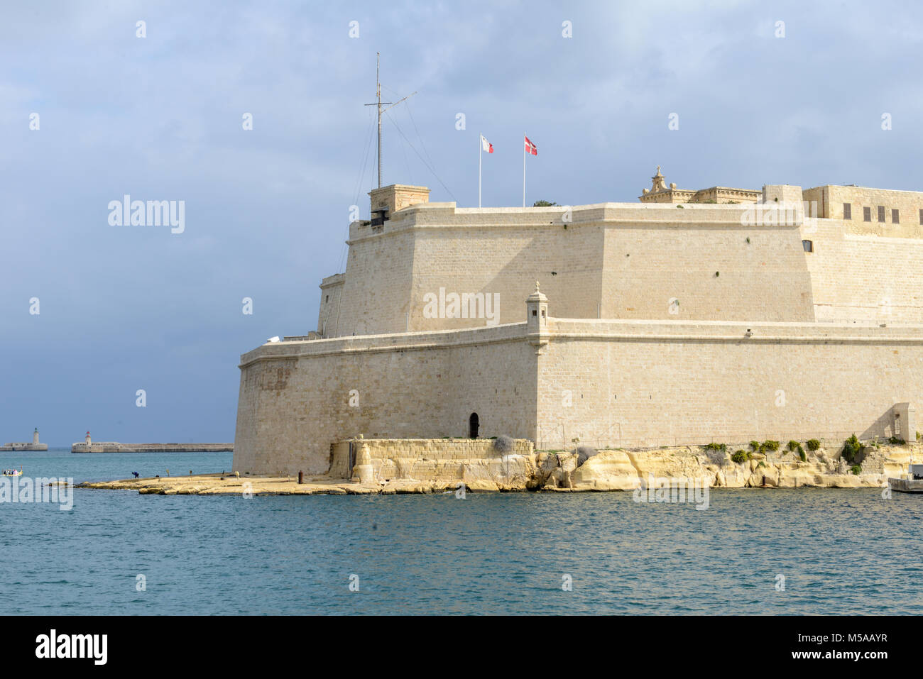 Fort St. Angelo, in Vittoriosa, Malta, in the center of the Grand ...