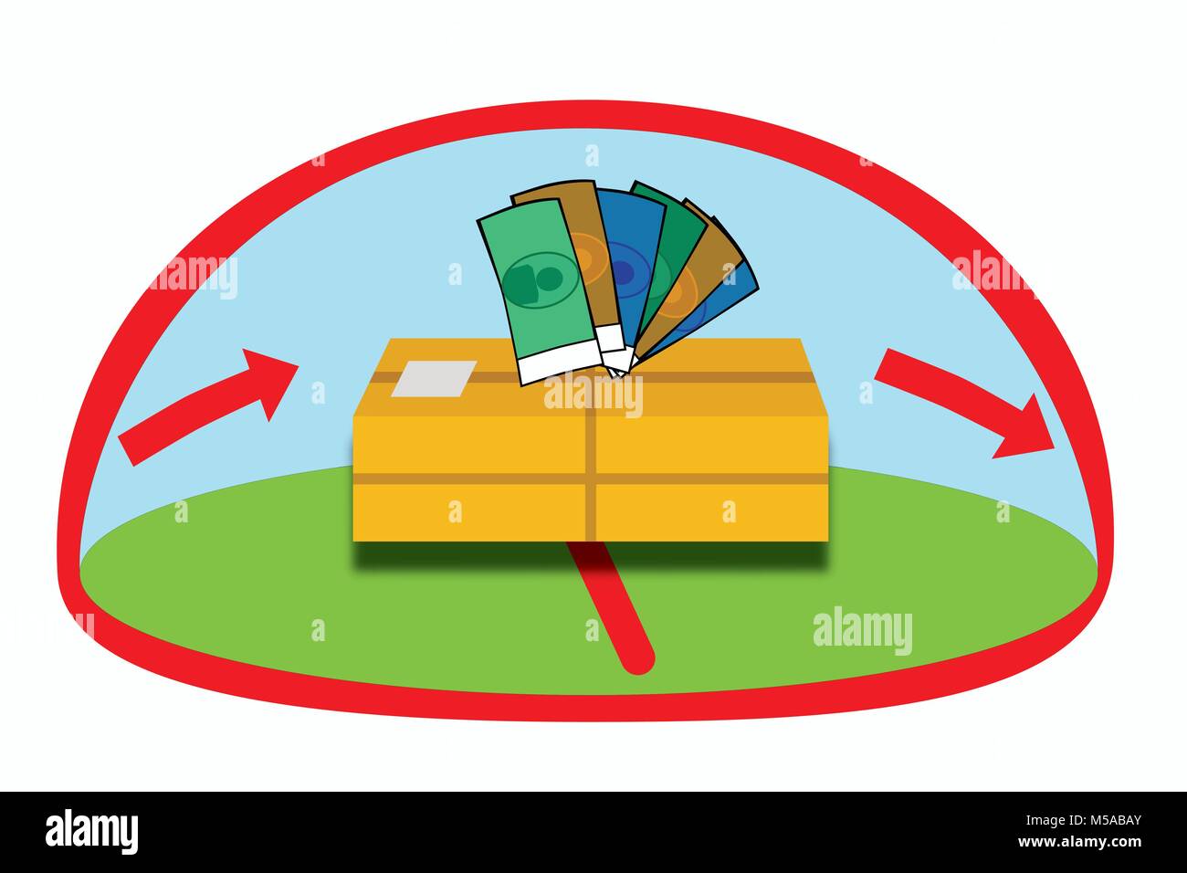 Customs duty icon with package which crosses the frontier, duty icon ...
