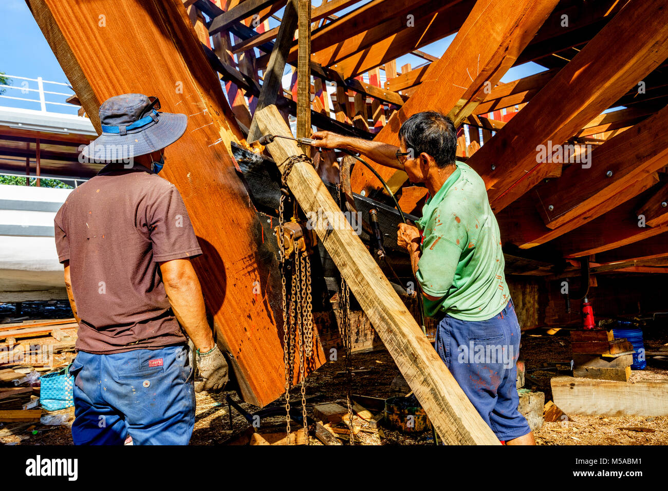 Worker in Shipyard. Shipyard industry ,( ship building) Big ship on ...