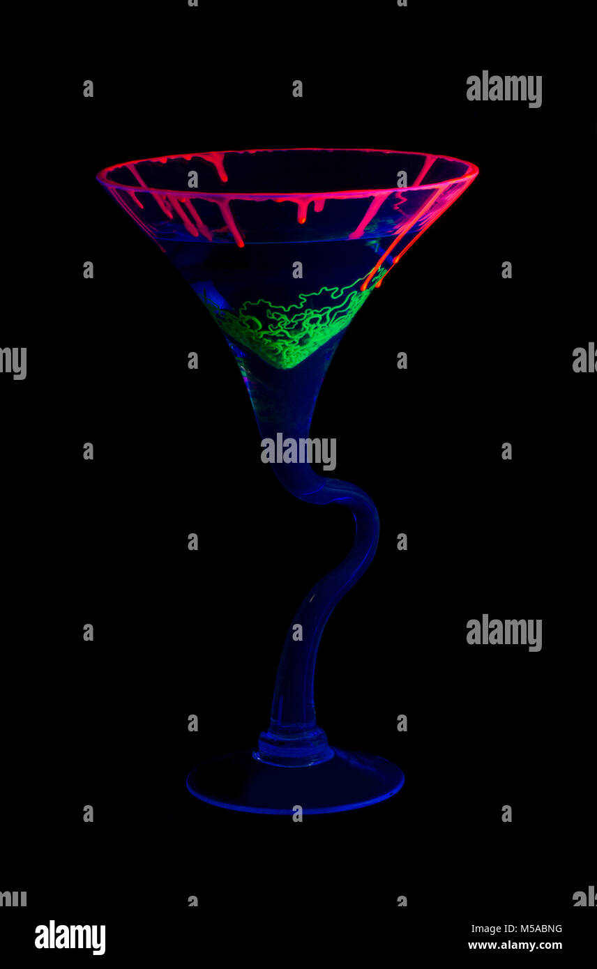 toxic cocktail with UV colors and bent stem Stock Photo - Alamy