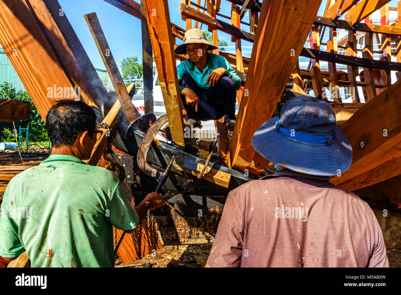 Worker in Shipyard. Shipyard industry ,( ship building) Big ship on ...